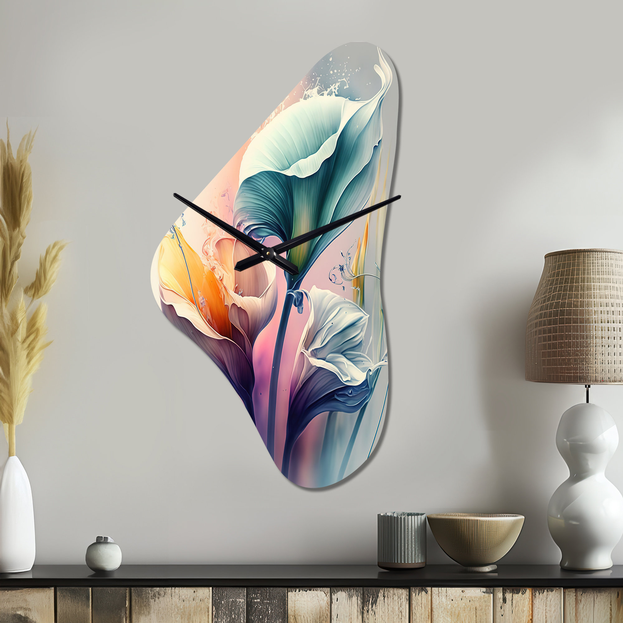 Design Art Colorful Cally Lilies II - Calla Lily Asymmetrical Metal ...