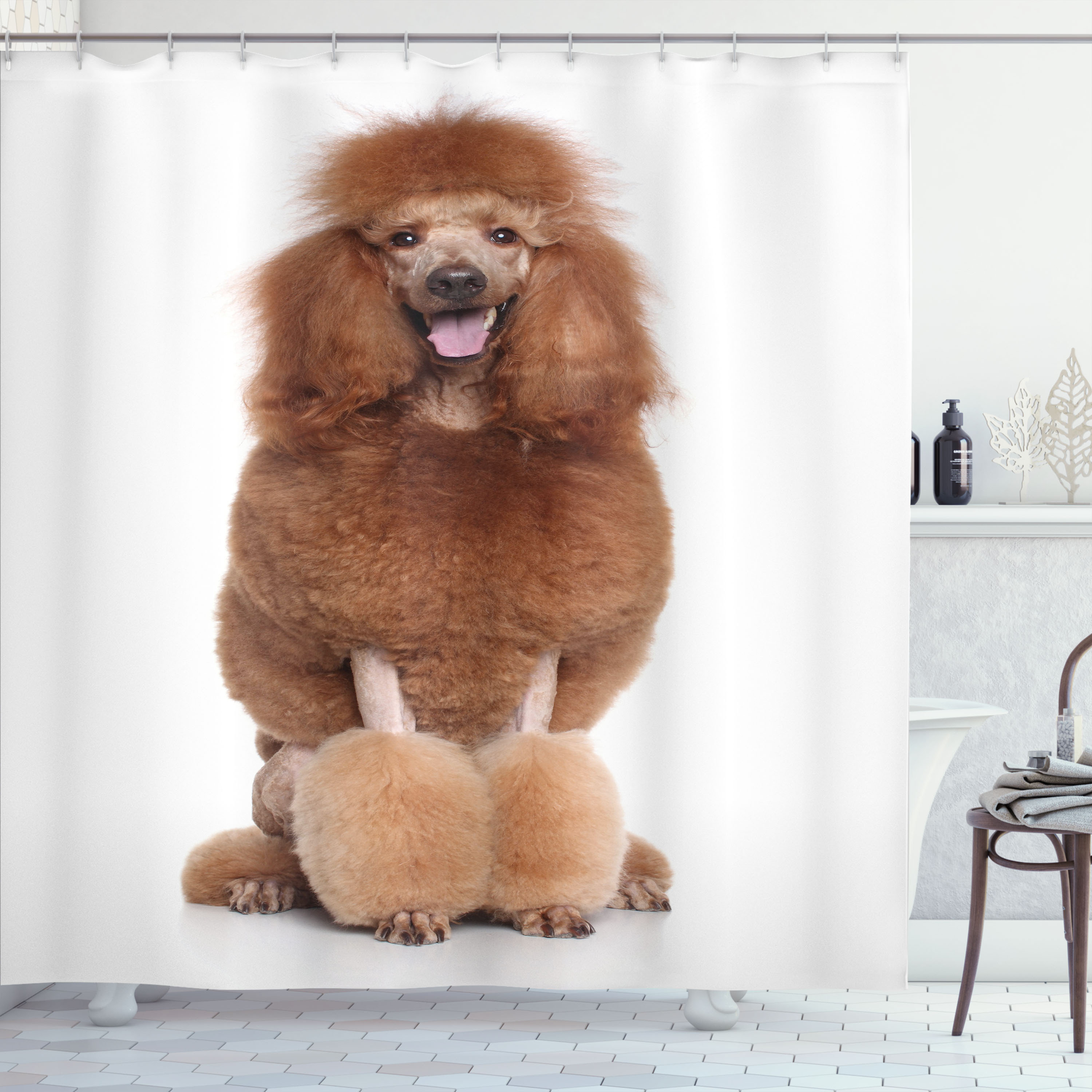 East Urban Home Poodle Shower Curtain Funny Dog Sitting Tongue | Wayfair