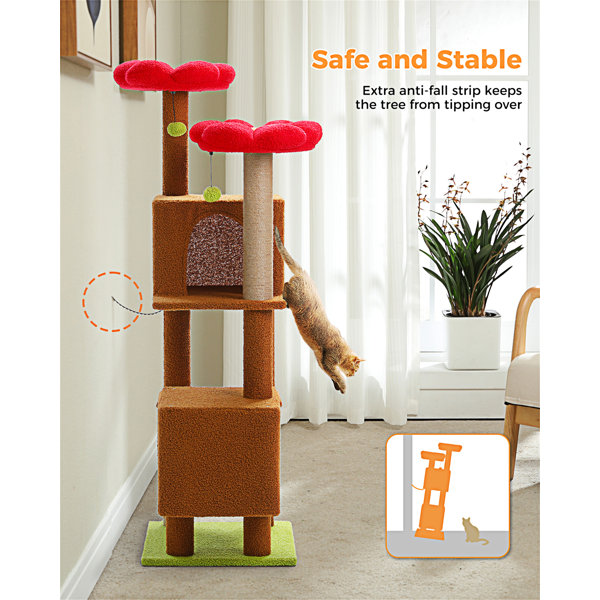Archie & Oscar™ Cat Tree, 52.4" Cat Tree Tower For Indoor Cats, Cute ...