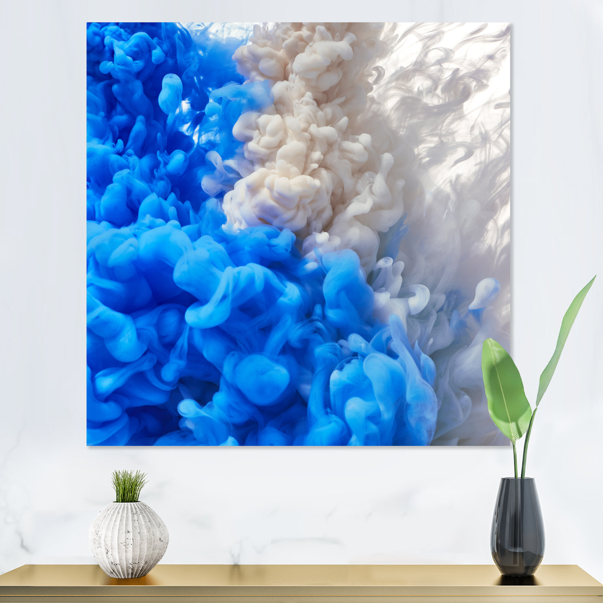 Wrought Studio™ Blue And Grey Fluid Ink Art - Modern & Contemporary ...