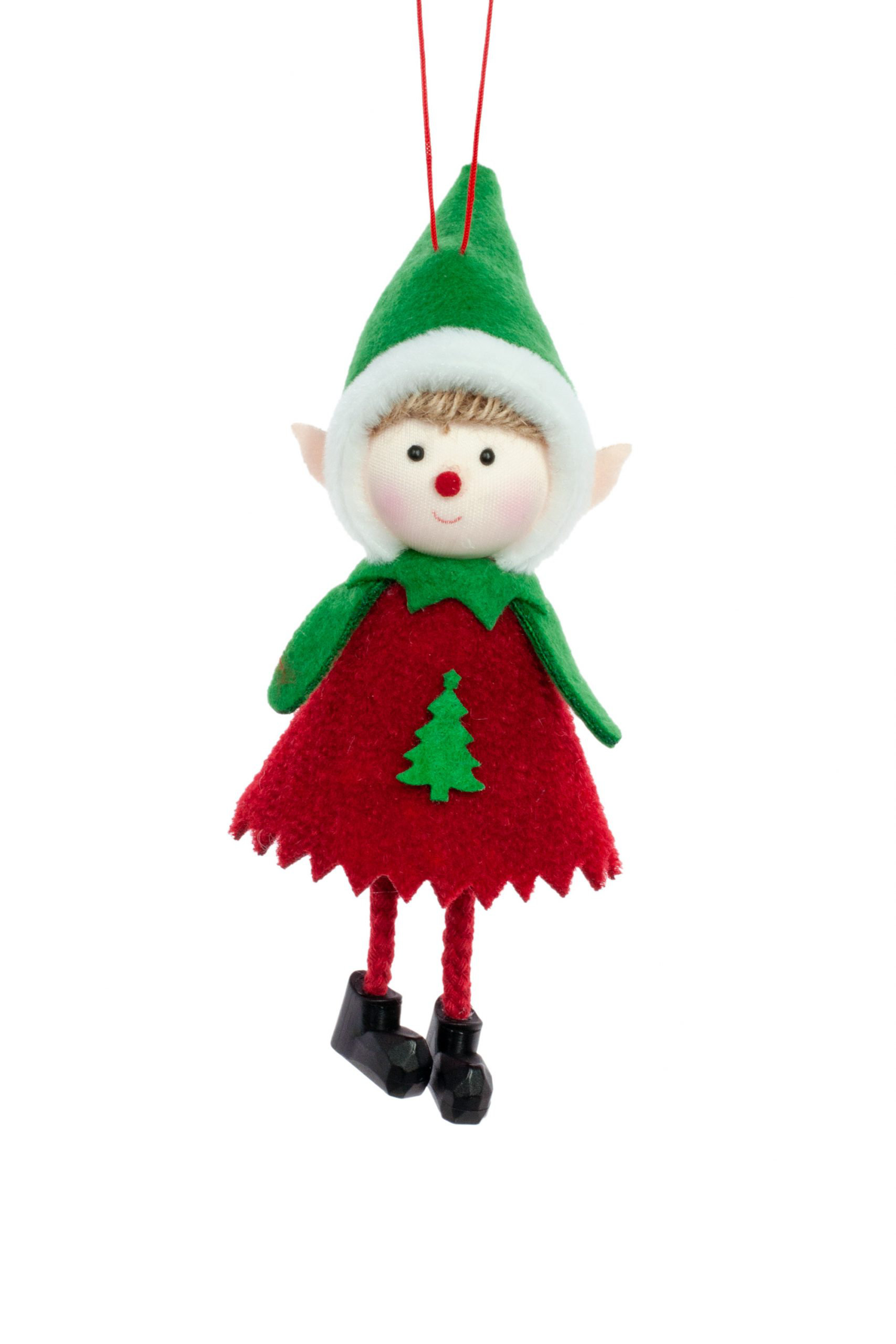 Starlight Collection Red Hanging Elf Ornament (Pack Of 8) | Wayfair