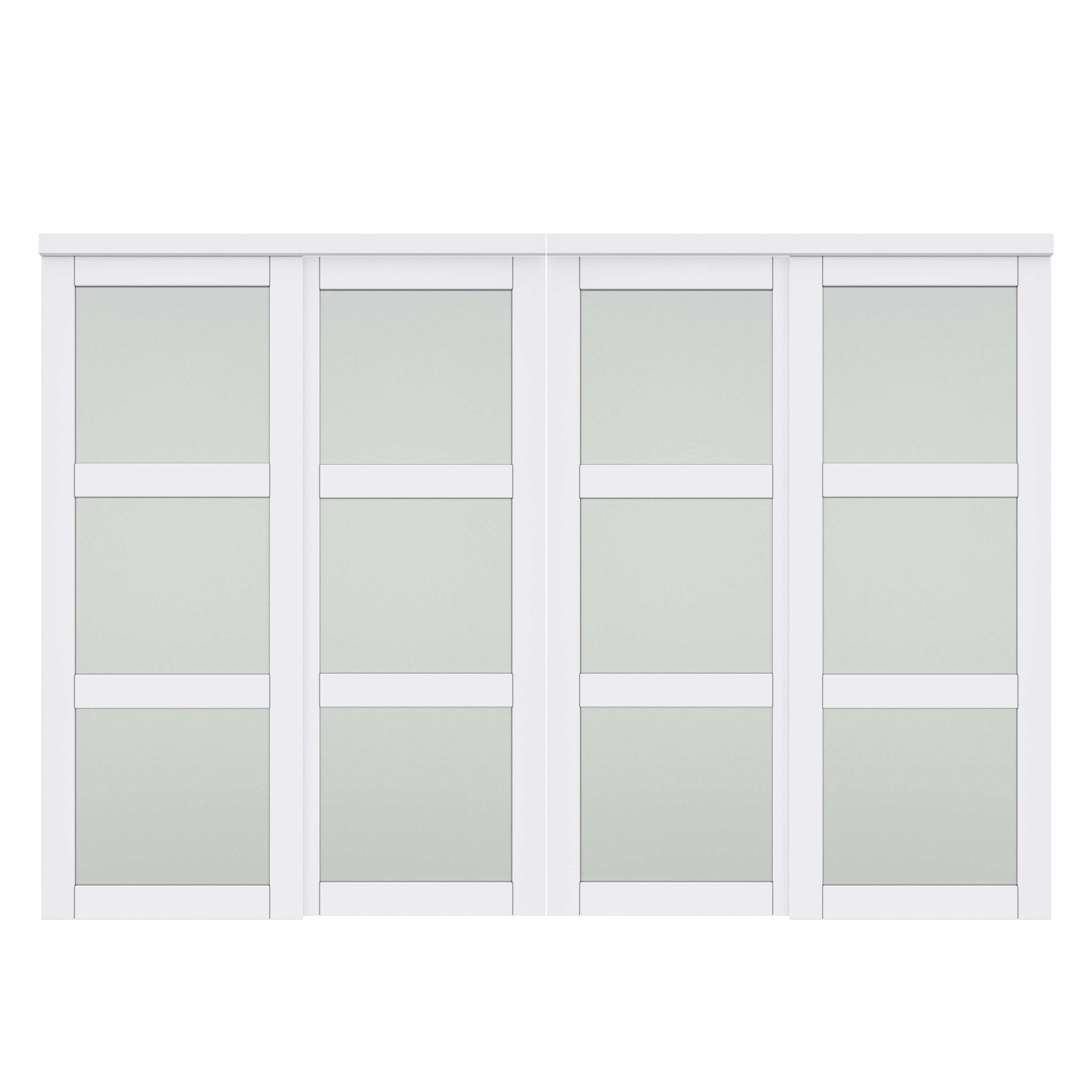 ARK DESIGN 80'' 3 Lite White Frosted Glass Double Sliding Closet Door ...