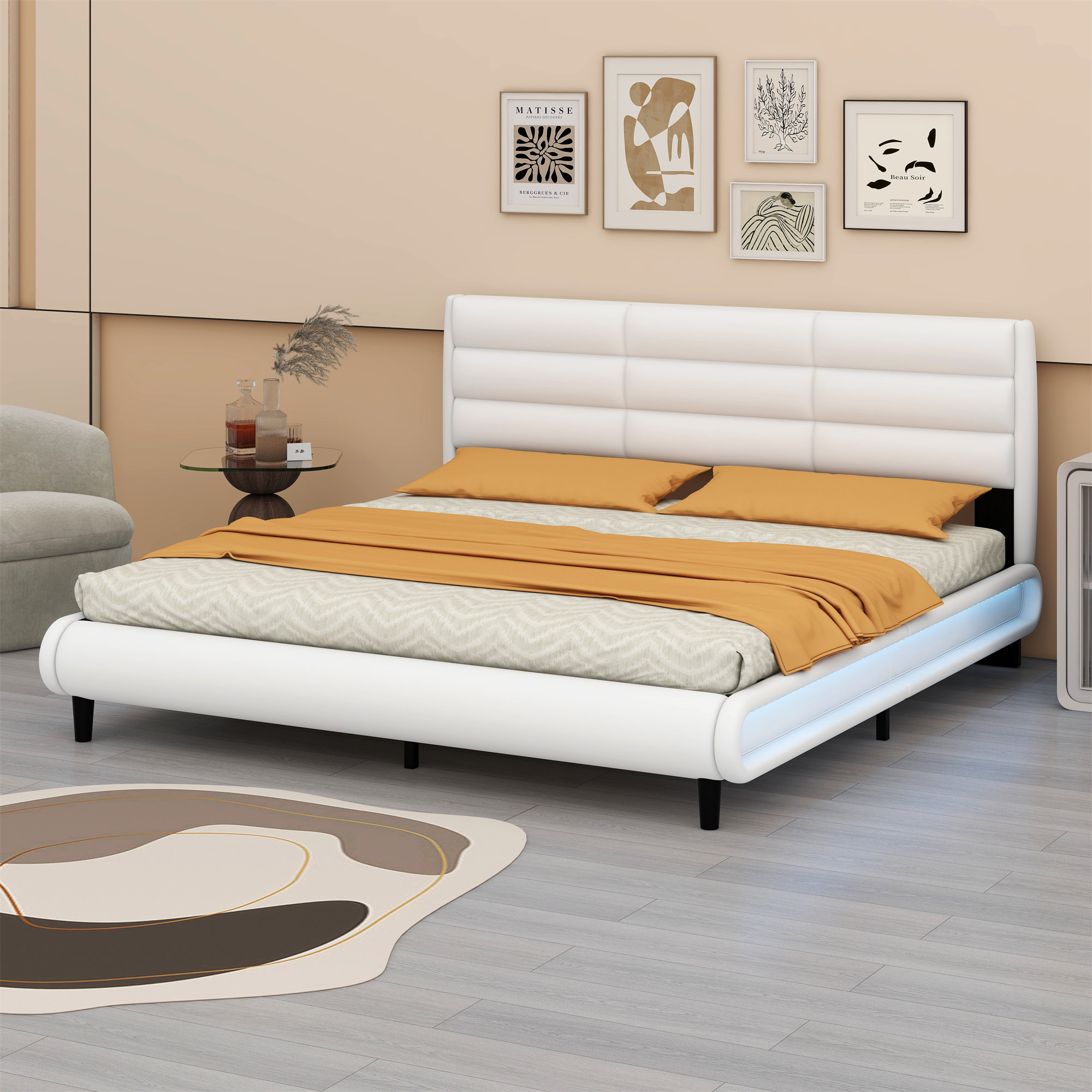 Latitude Run® Upholstered Platform Bed With LED Light Strips | Wayfair