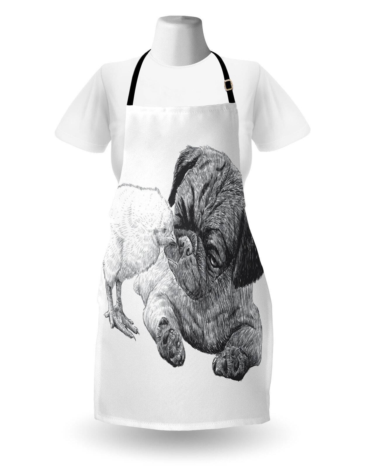 East Urban Home Pug Apron Unisex, Pug Little Chick Hand Drawn, Adult ...