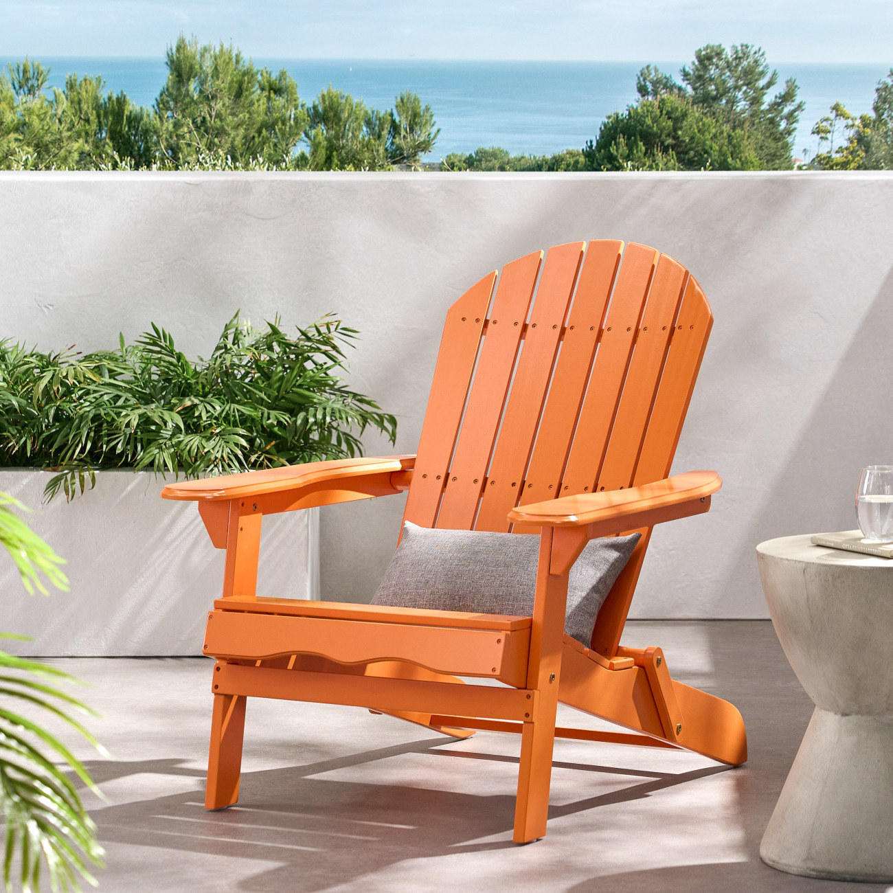 Highland Dunes Outsunny Patio Adirondack Chair, Outdoor All-Weather ...