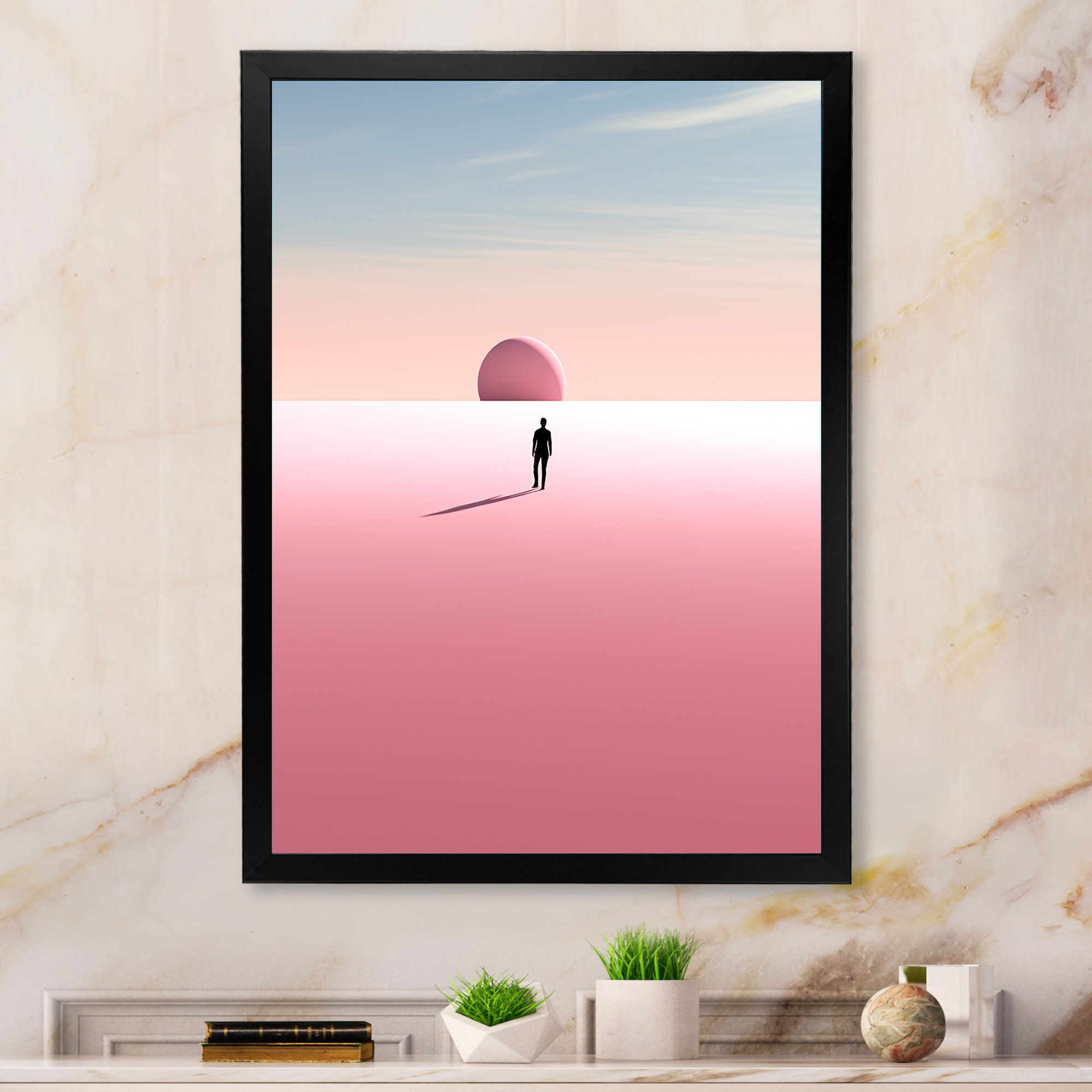 Ebern Designs Pink Minimalism Solutide Expression - Minimalism Wall Art ...