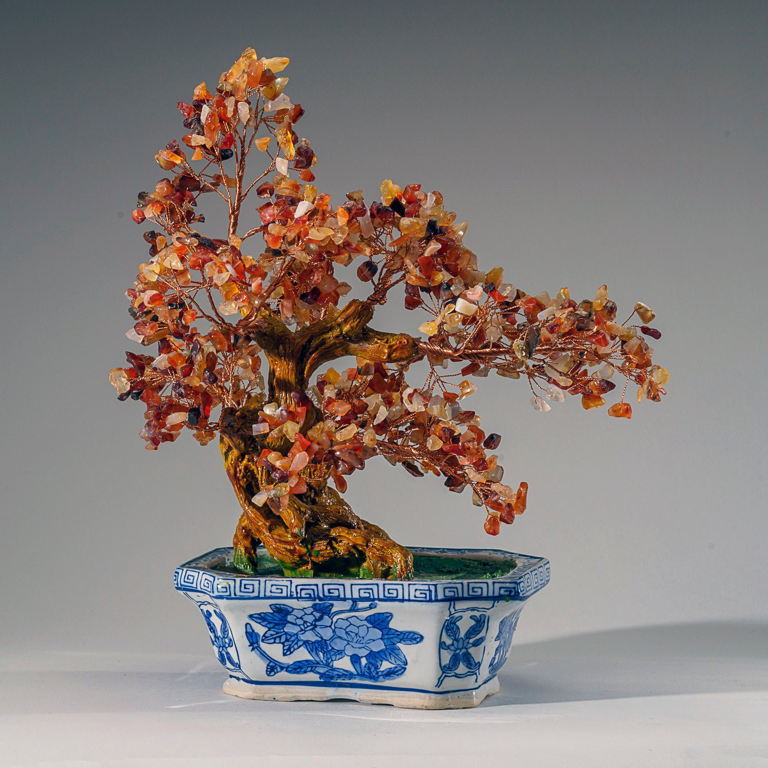 Astro Gallery of Gems Genuine Carnelian Bonsai Gemstone Tree in Square ...