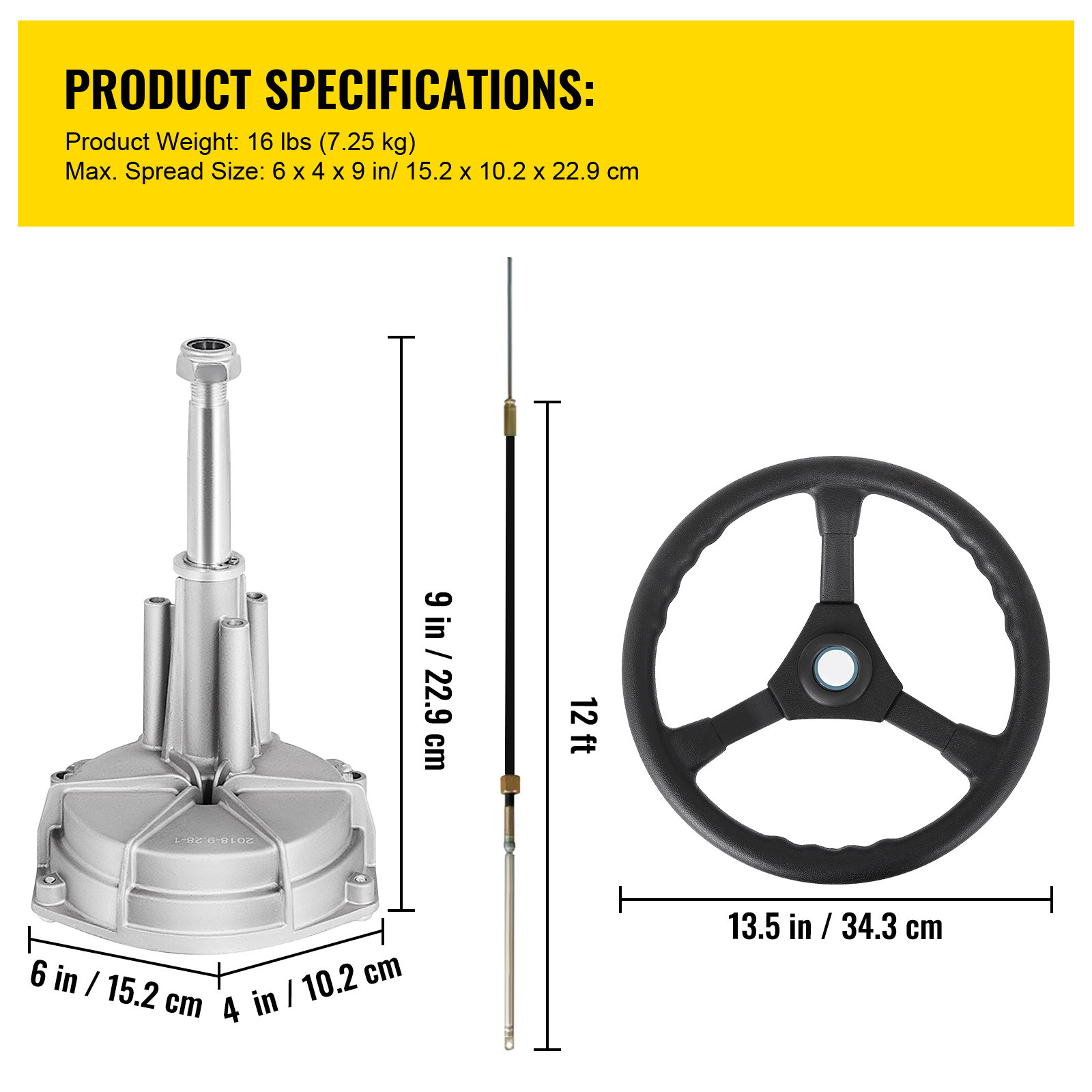 VEVOR Boat Steering Cable 12' Outboard Steering Cable 12 Feet ...