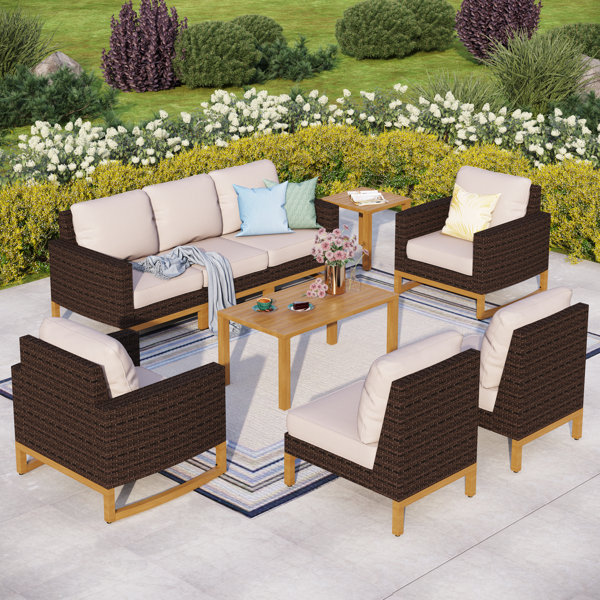 Hokku Designs Romil 7 - Person Outdoor Seating Group with Cushions ...