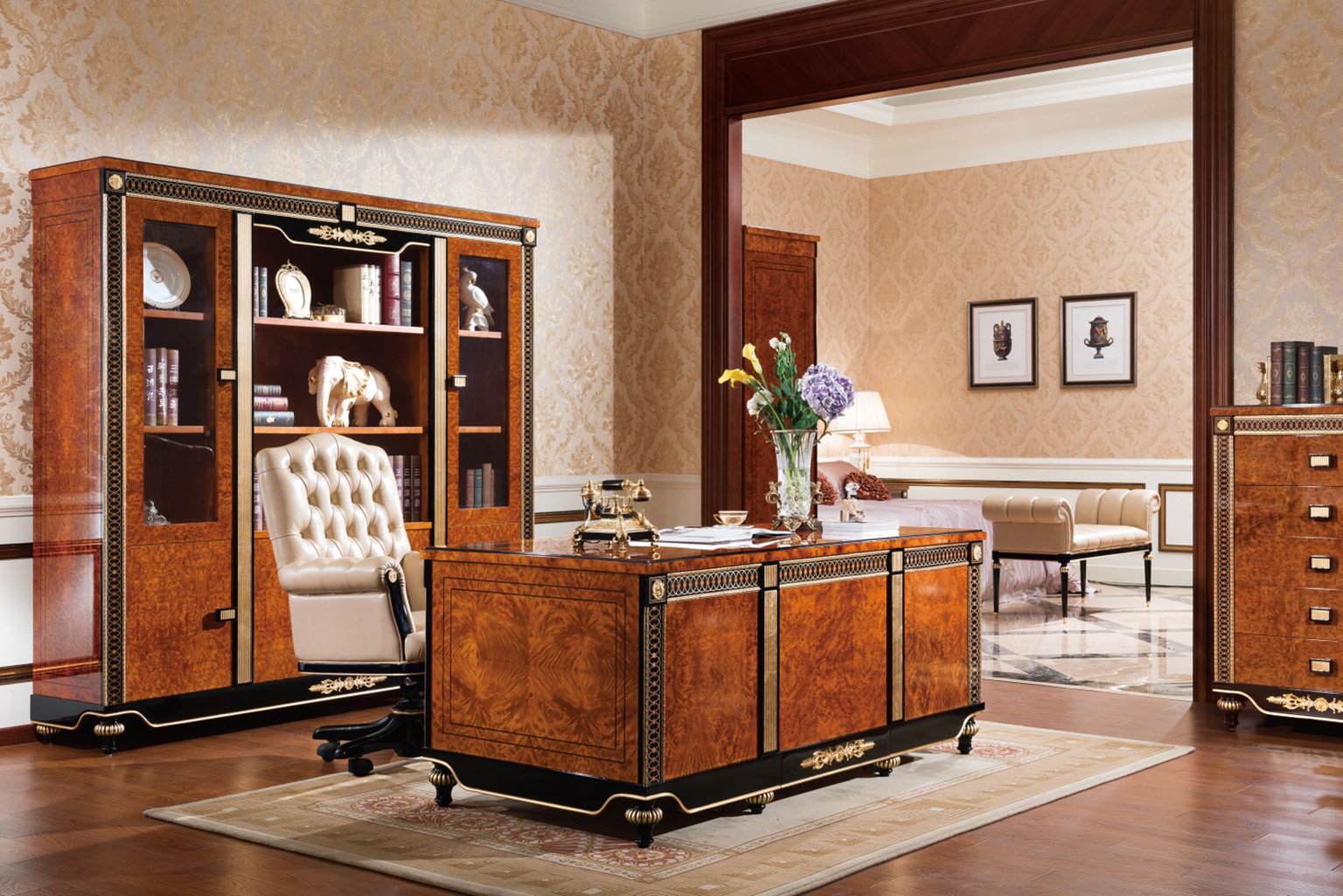 Infinity Furniture Import Gilemette 3-piece Desk Chair And Bookcase Set ...