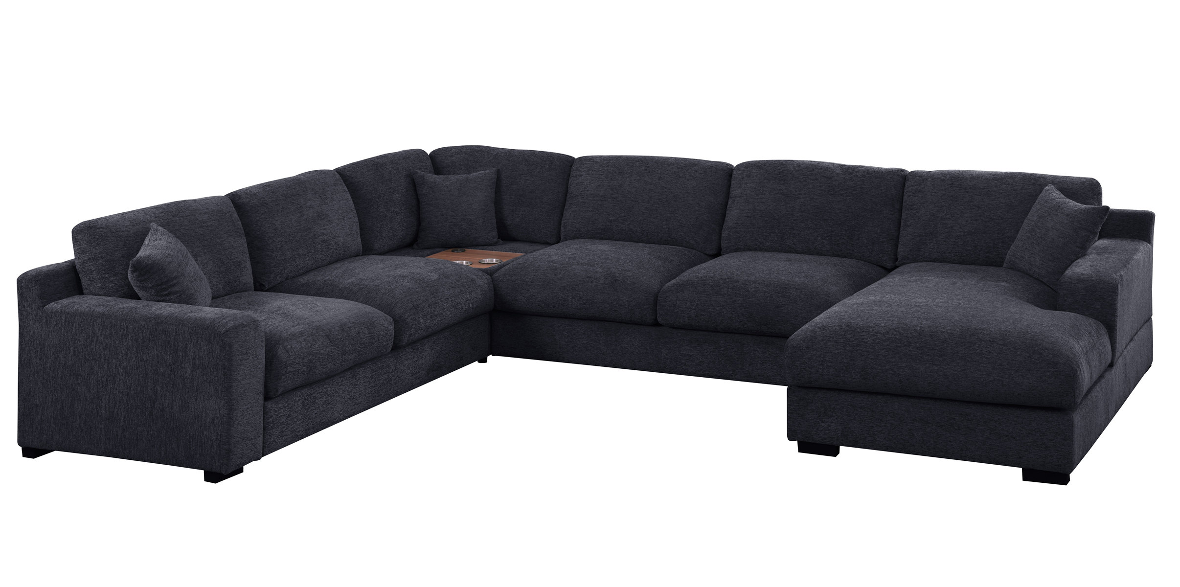 Latitude Run® Celine 128"W Charcoal Chenille Fabric Corner Sectional ...