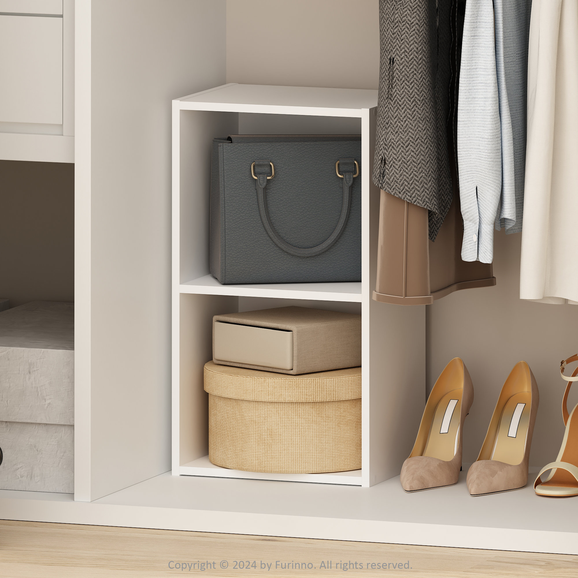 Ebern Designs Shavon 2-Tier Open Shelf Multipurpose Closet & Clothing ...