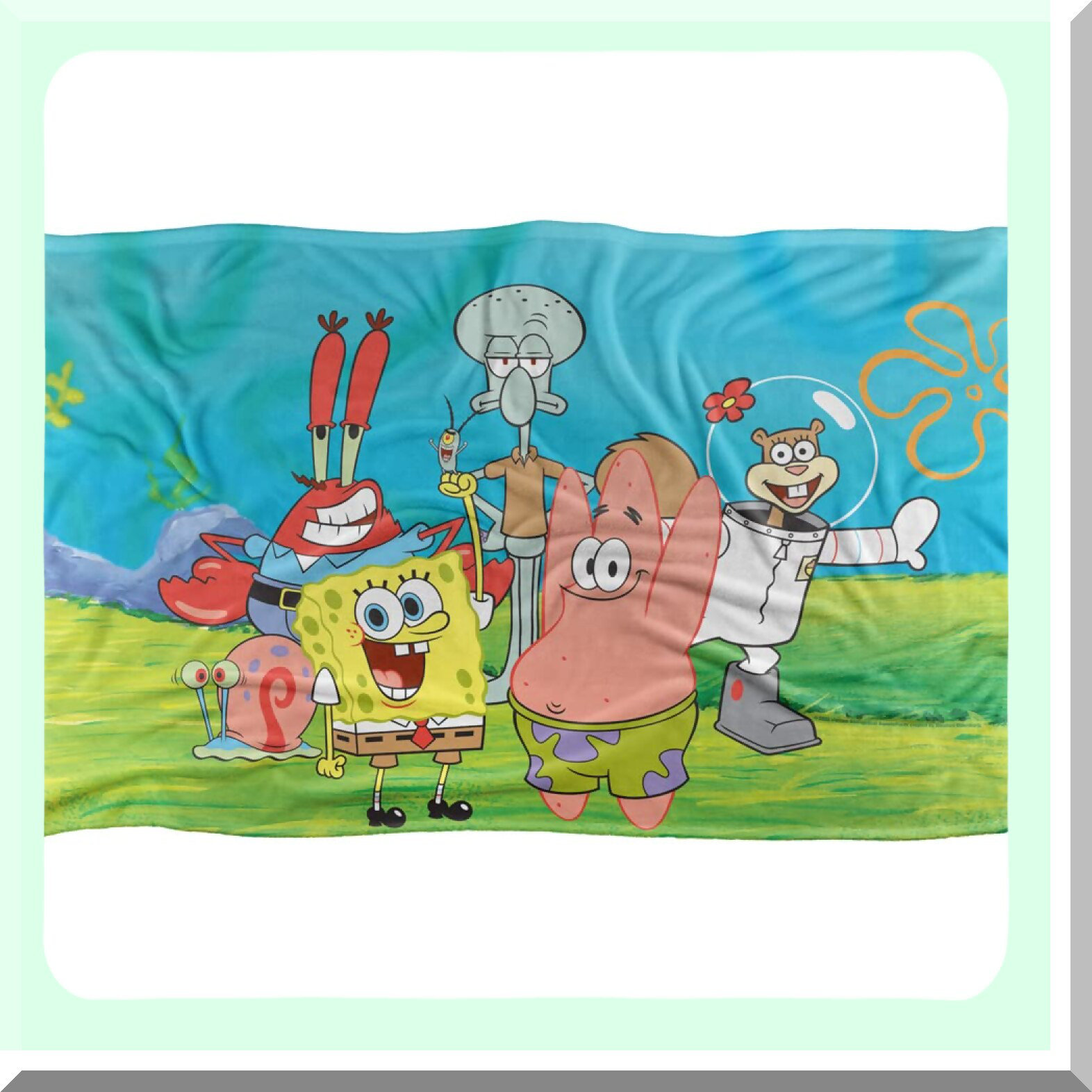 BRBCA Spongebob Silky Soft Group Scene Throw Blanket - 36"x58" Super ...