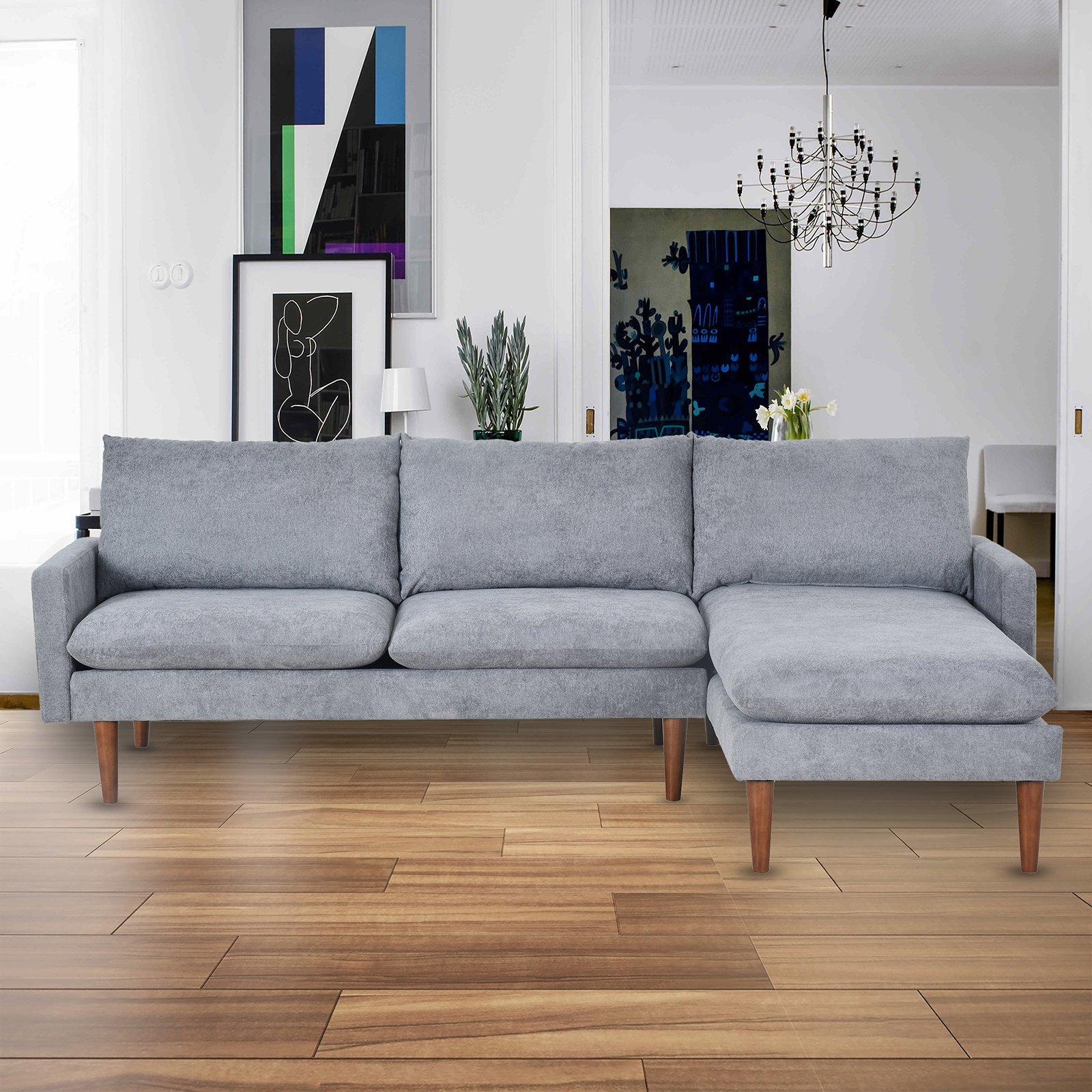 Ivy Bronx L-shaped Cashmere Sofa, Multi-functional Design, Modern ...