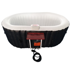 ALEKO Oval Inflatable Jetted Hot Tub with Drink Tray and Cover ...