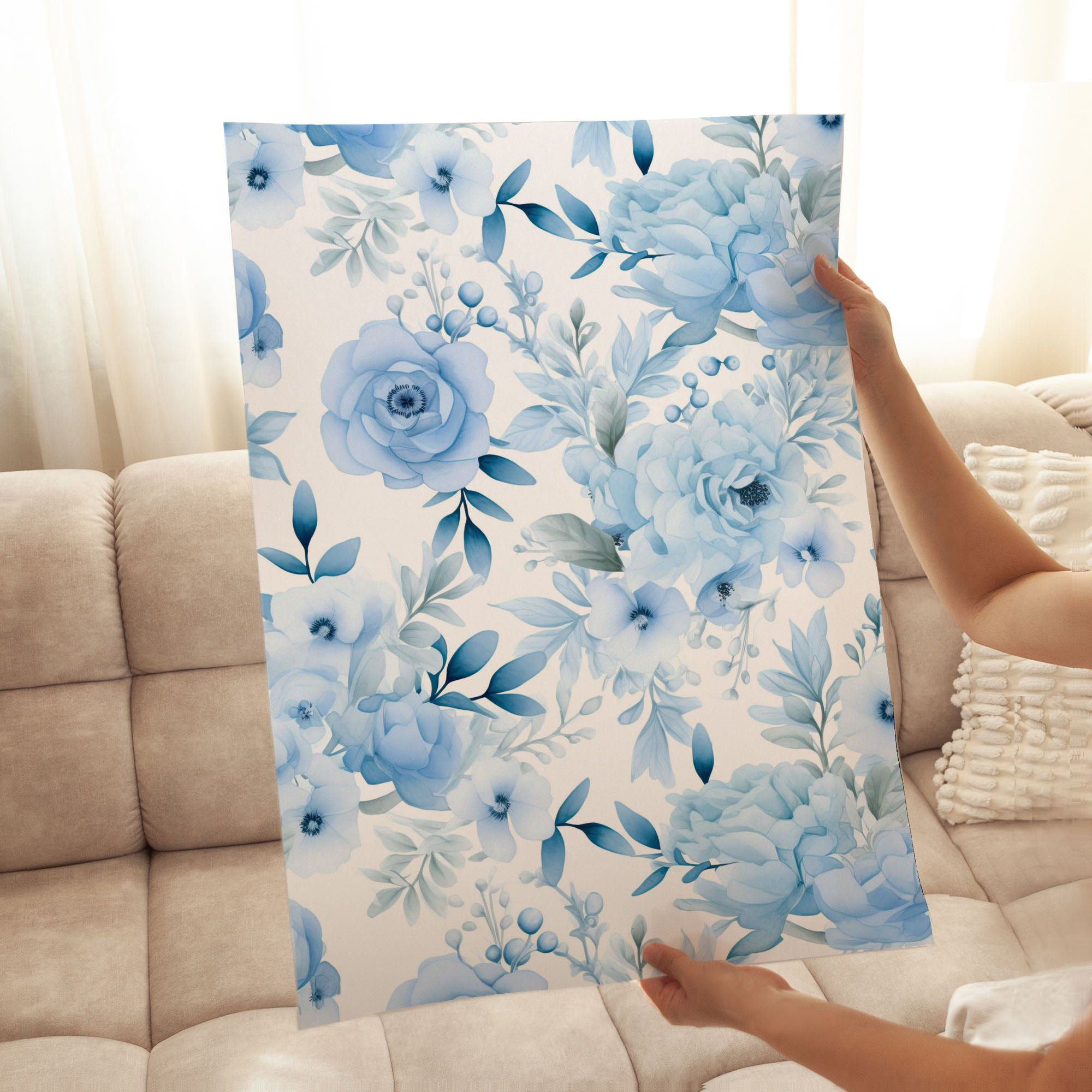 Winston Porter Floral Blue Flower Cottagecore Pattern VII Cottage ...