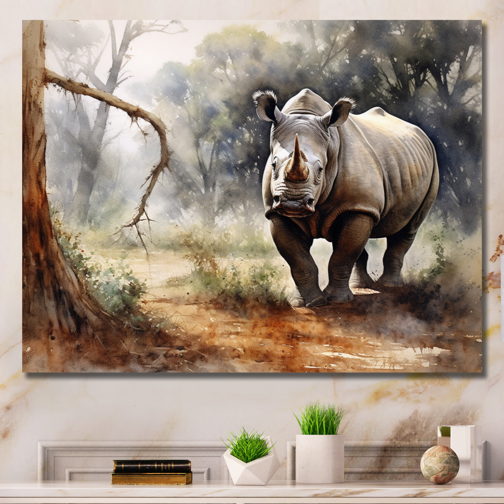 Loon Peak® Wild Rhinoceros III - Animals Wall Art Prints | Wayfair