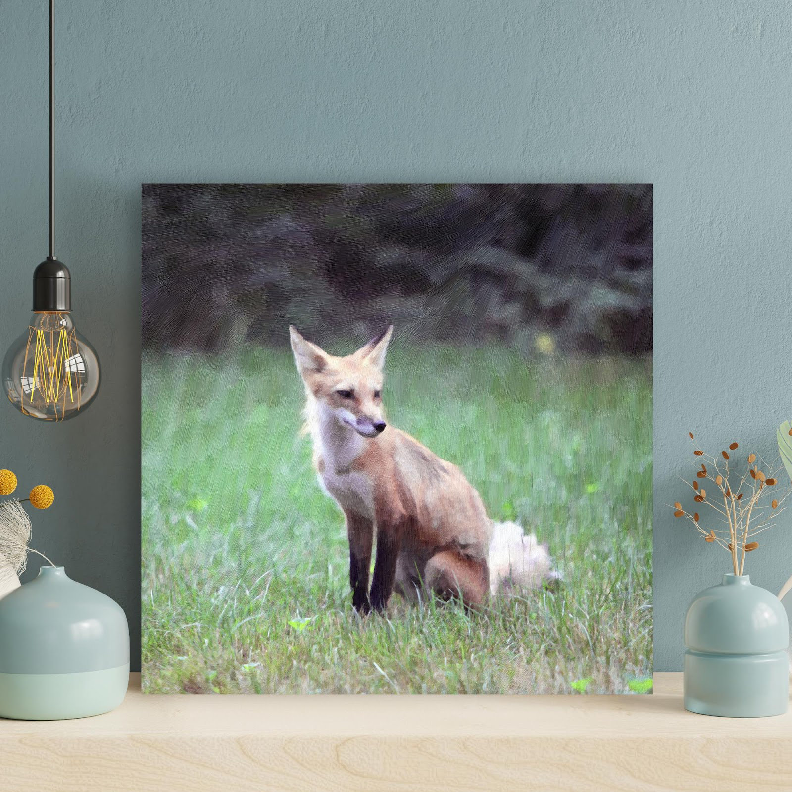 Millwood Pines A Thin Fox On Grass - 1 Piece Square Graphic Art Print ...