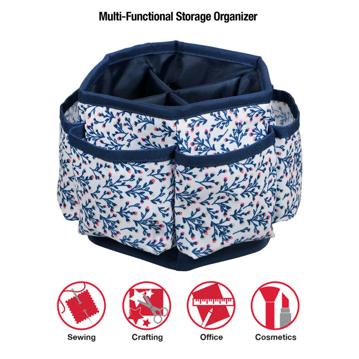 SINGER Sewing Storage Organizer Desktop Spinner, Navy Floral Print ...