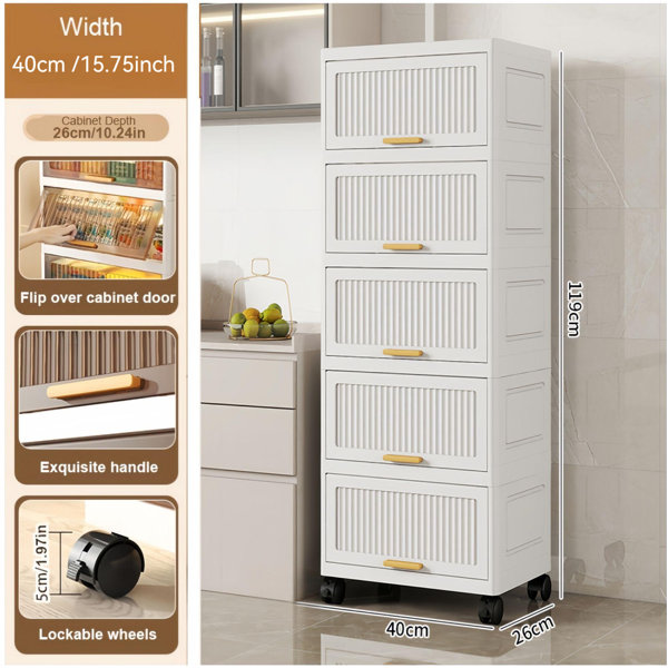 Kozart 15.75" Side Wide 5-Layers Flip Open Storage Box With Wheels ...