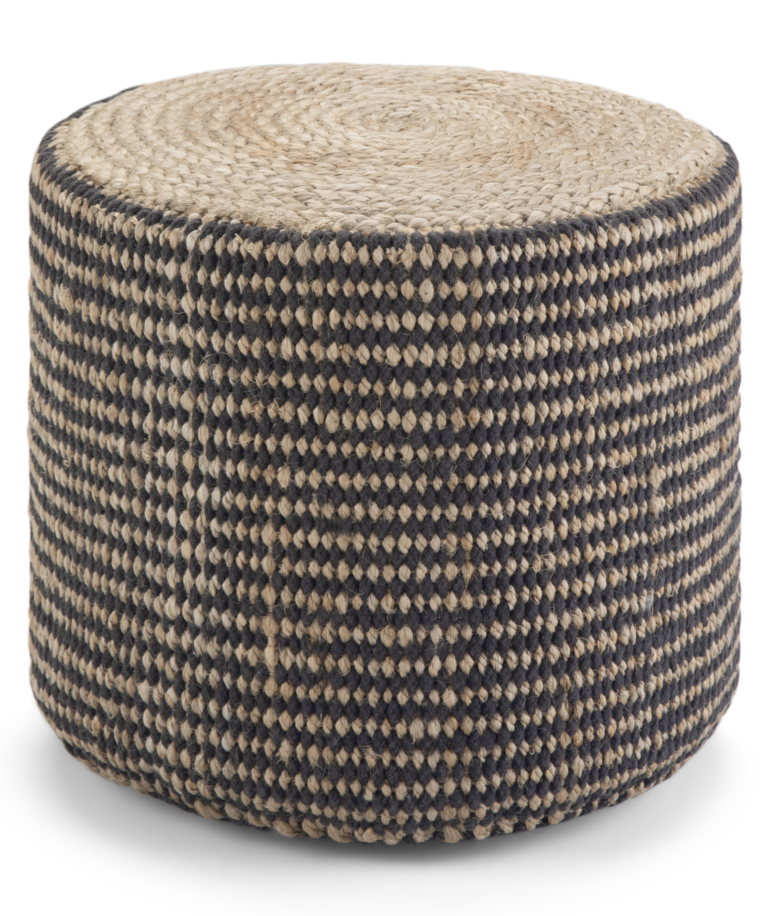 Simpli Home Larissa 18" Wide Round Striped Pouf Ottoman & Reviews ...
