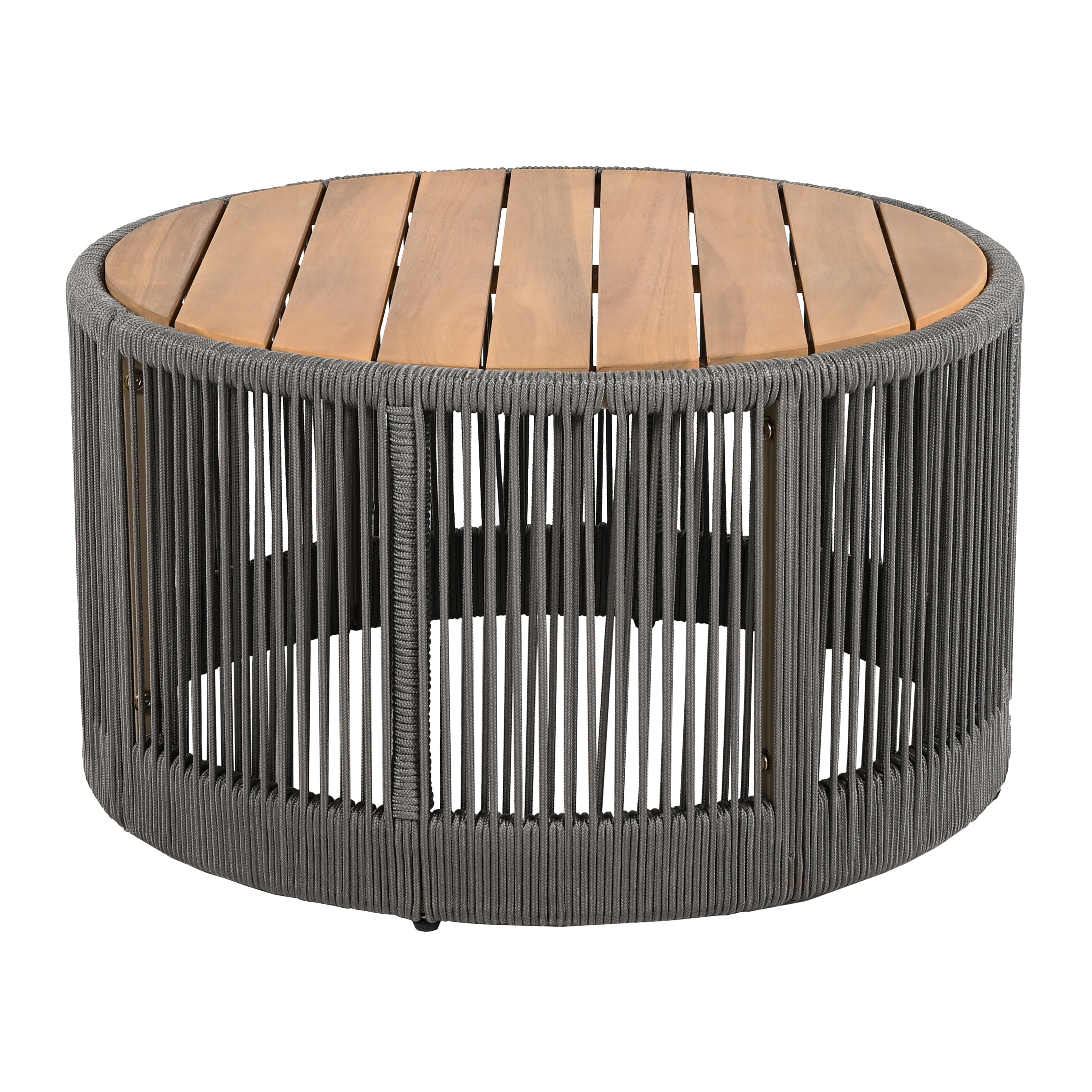 NFusion Havana Patio Woven Rope Coffee Table With Acacia Wood Top | Wayfair