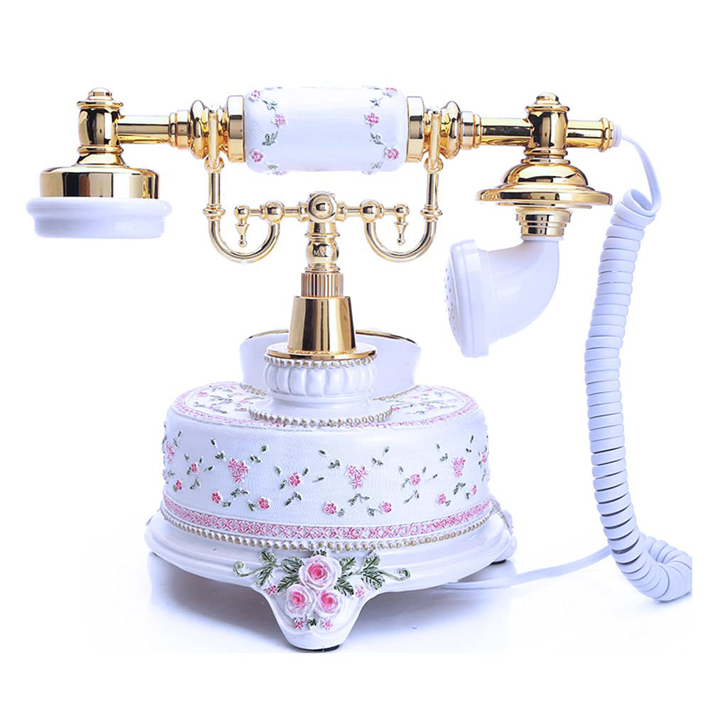 TOBLIB White Floral Decorative Desktop Phone for Home and Office Decor ...