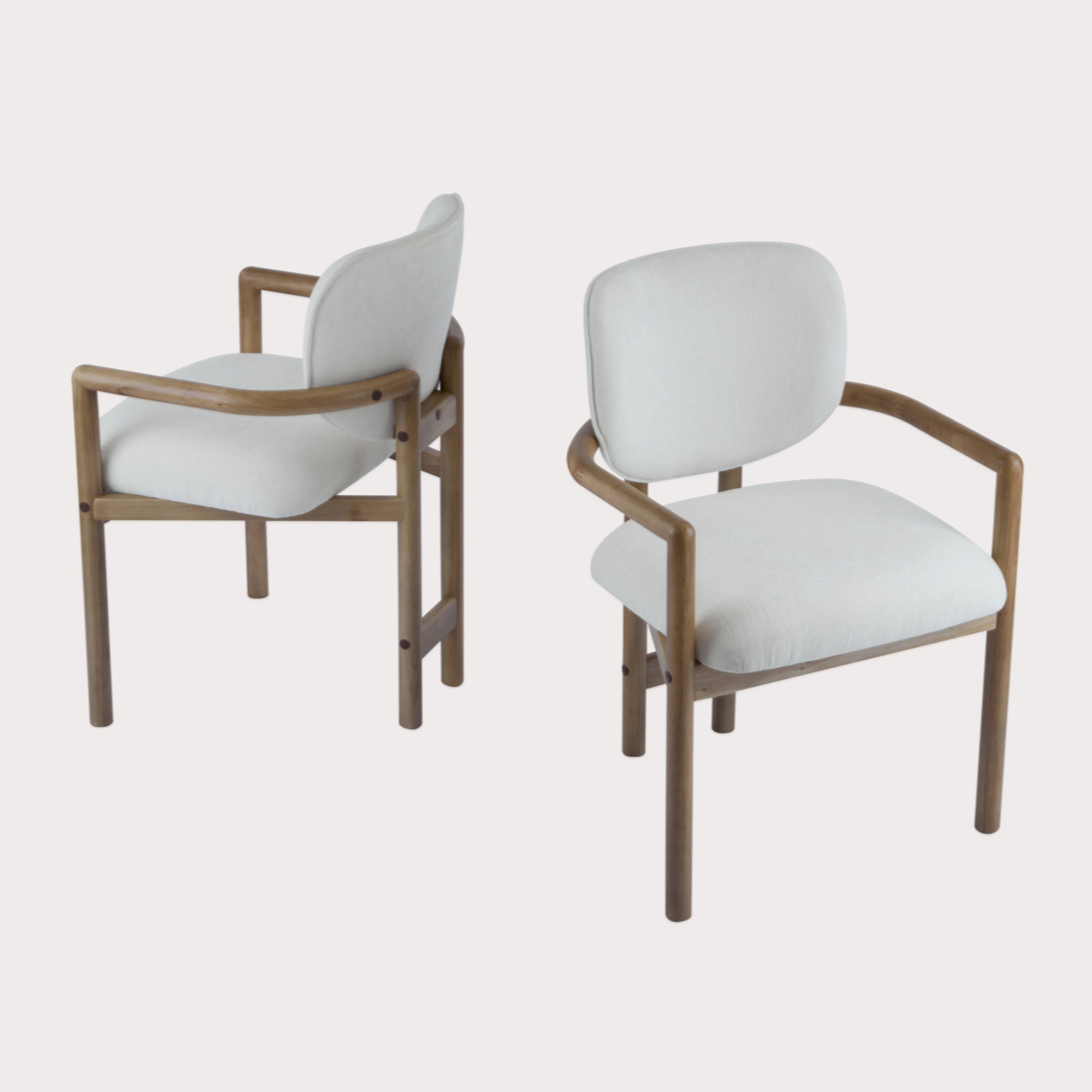 Latitude Run® Dining Chairs Set Of 2 Upholstered Arm Chairs, Rubber ...