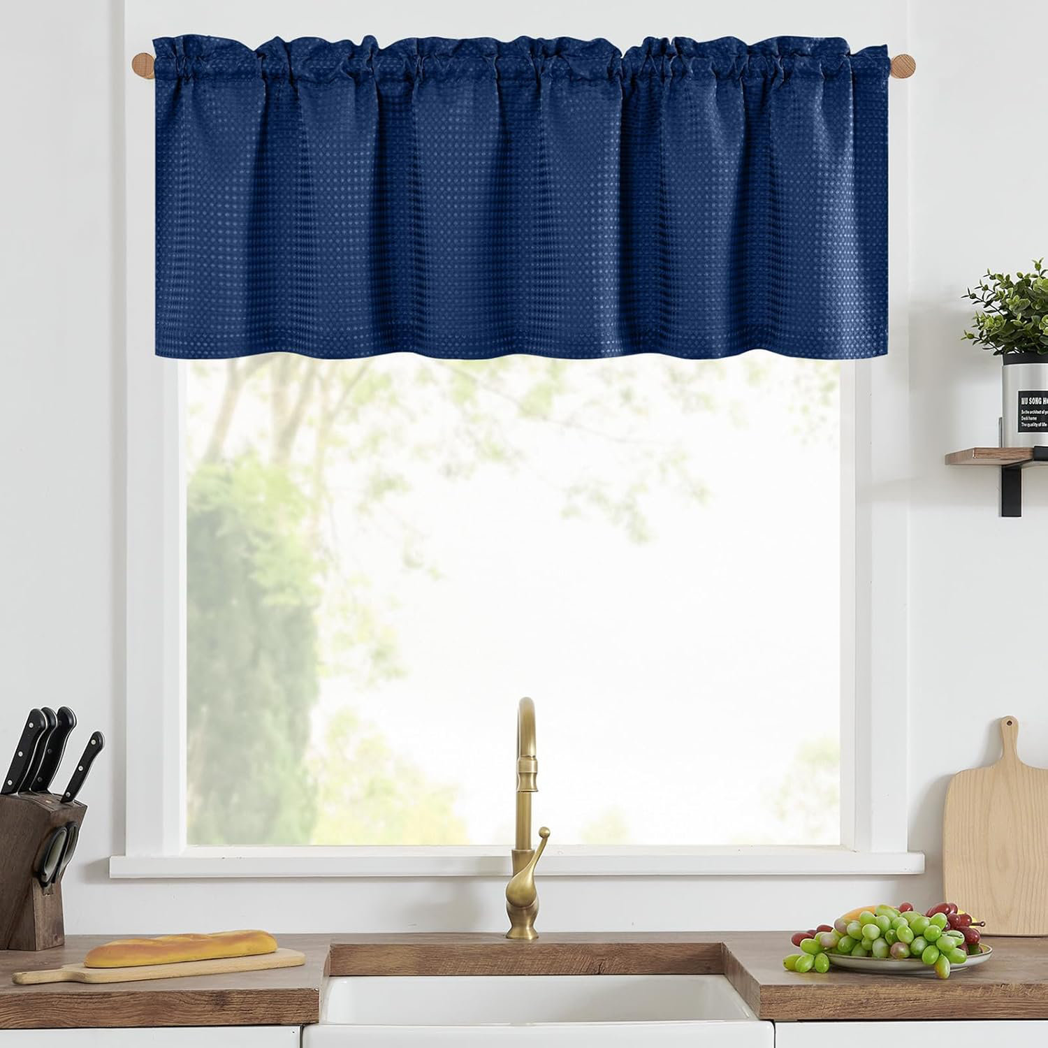 Hokku Designs Linen Waffle Weave Kitchen Window Valance | Wayfair