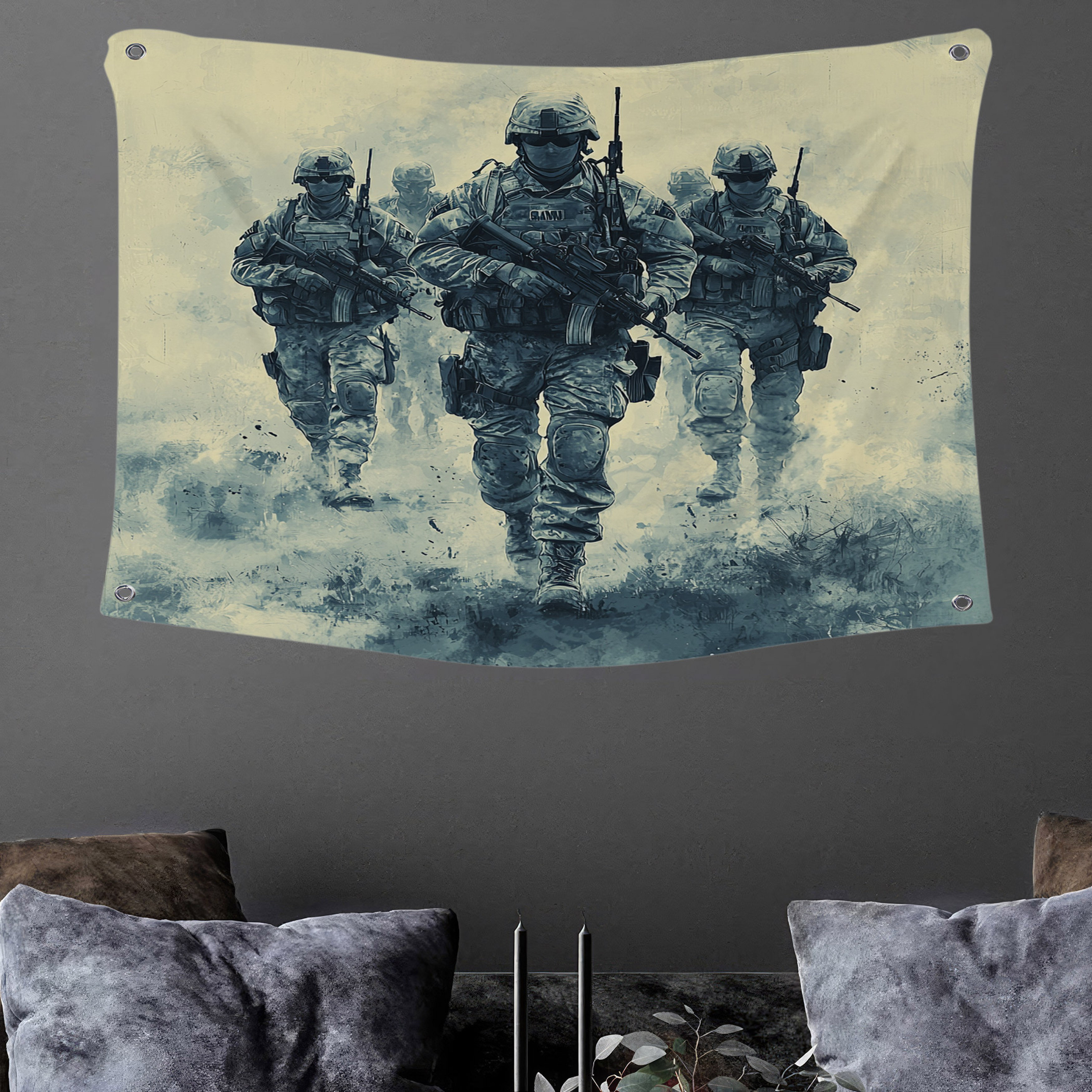 East Urban Home Soldiers Marching Wall Tapestry - Military Wall Decor | Wayfair