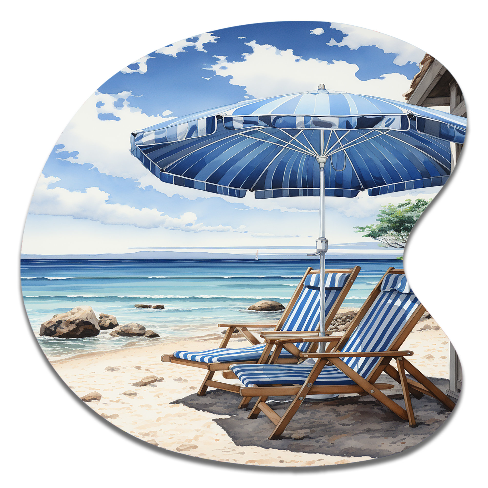 Design Art Beach Sandy Escape Pointillism I - Asymmetrical Coastal Beach Metal Wall Art ...