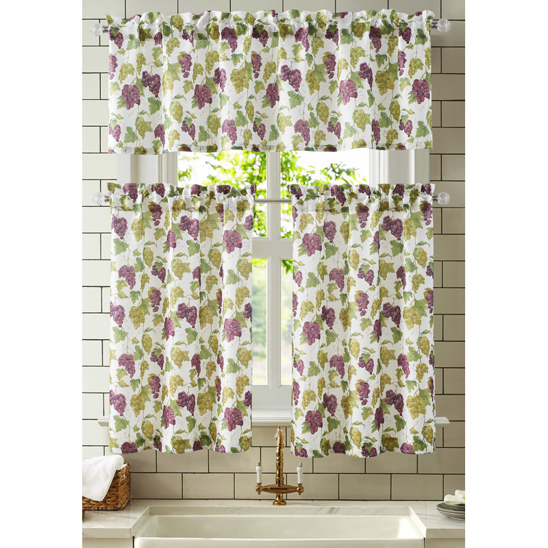 Red Barrel Studio® Grapes Audriona Kitchen Curtain Set with Valance ...