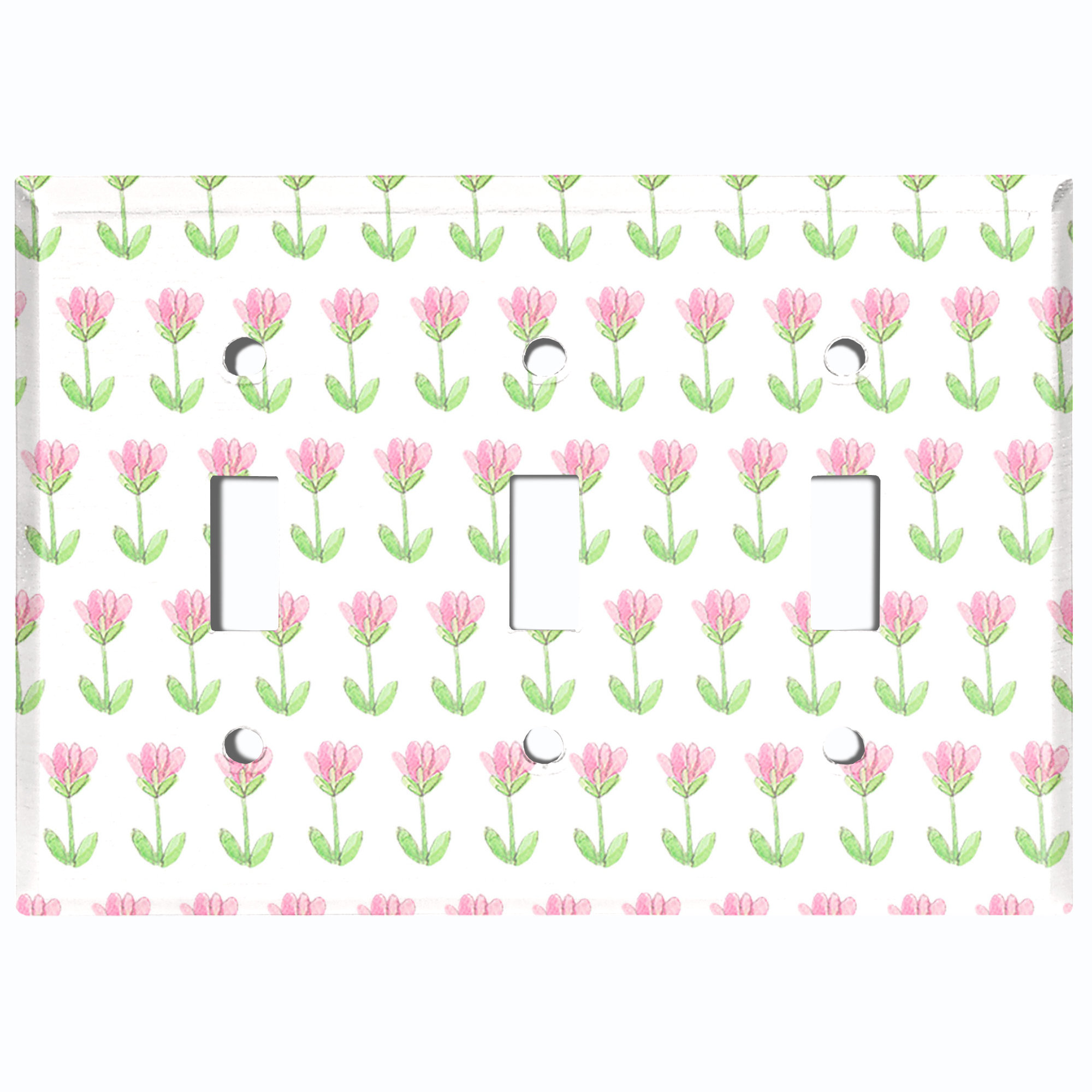 WorldAcc Cute Tulips Garden 3-Gang Toggle Light Switch Wall Plate | Wayfair