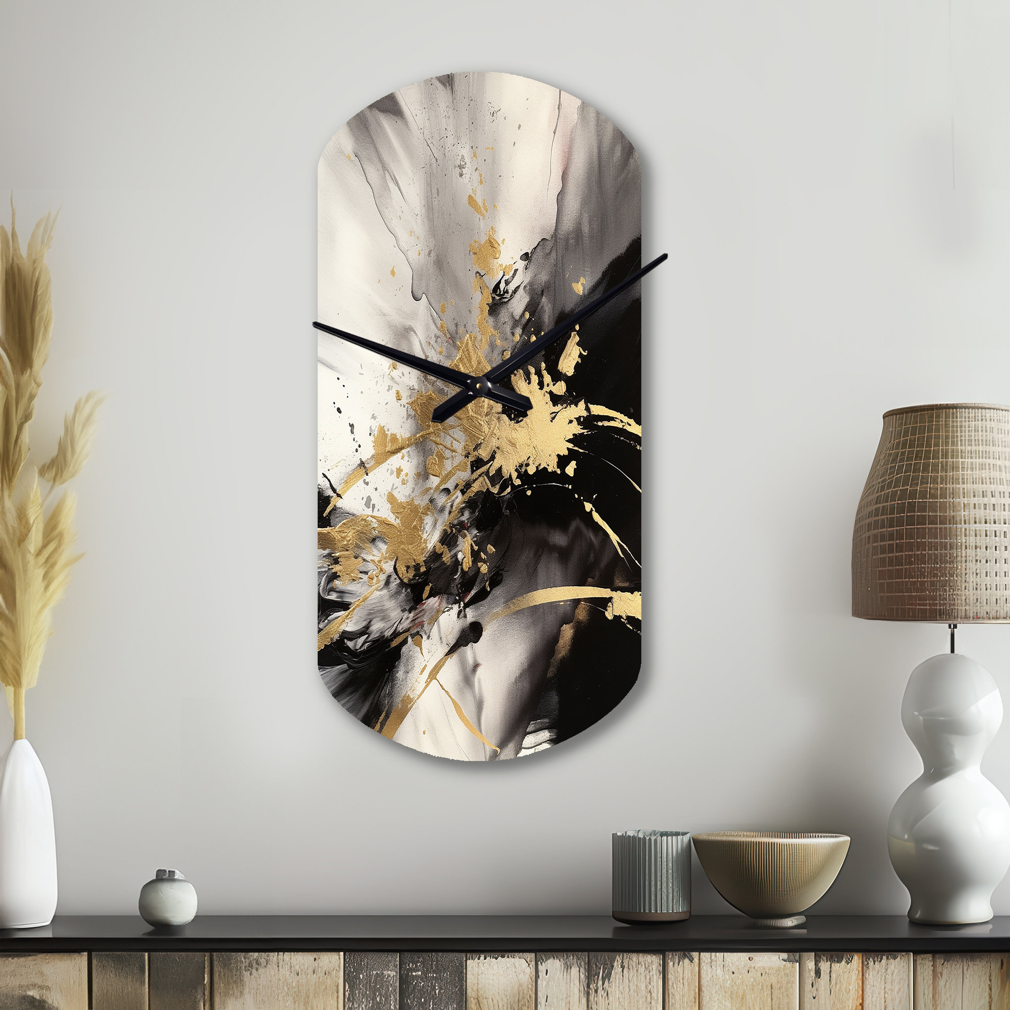 Design Art Gold and Grey Fluid Fusion II - Abstract Asymmetrical Metal ...