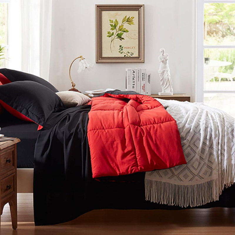 Latitude Run® BLACK AND RED QUEEN BED ENSEMBLE | Wayfair