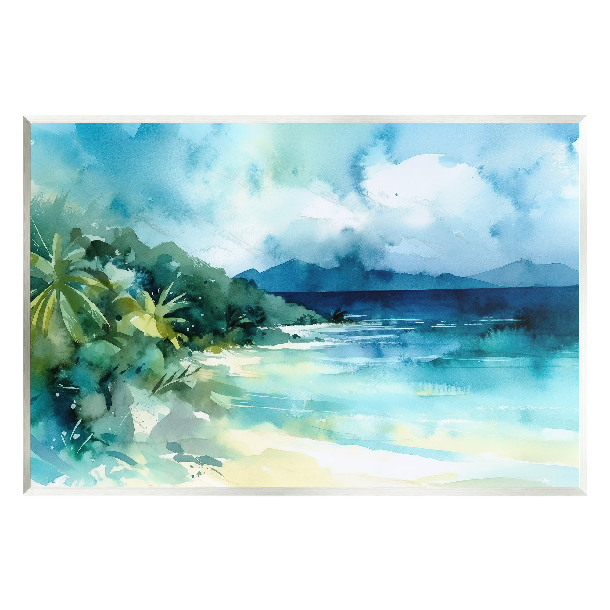 Stupell Industries Ba-007-Framed Abstract Tropical Landscape On Canvas ...