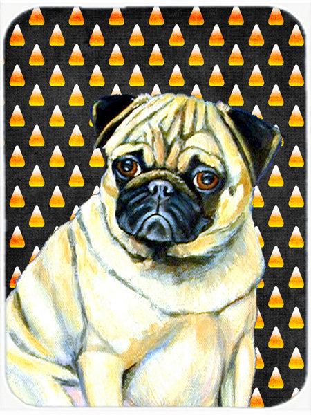 Caroline's Treasures Halloween Candy Corn Pug Portrait Glass Cutting ...