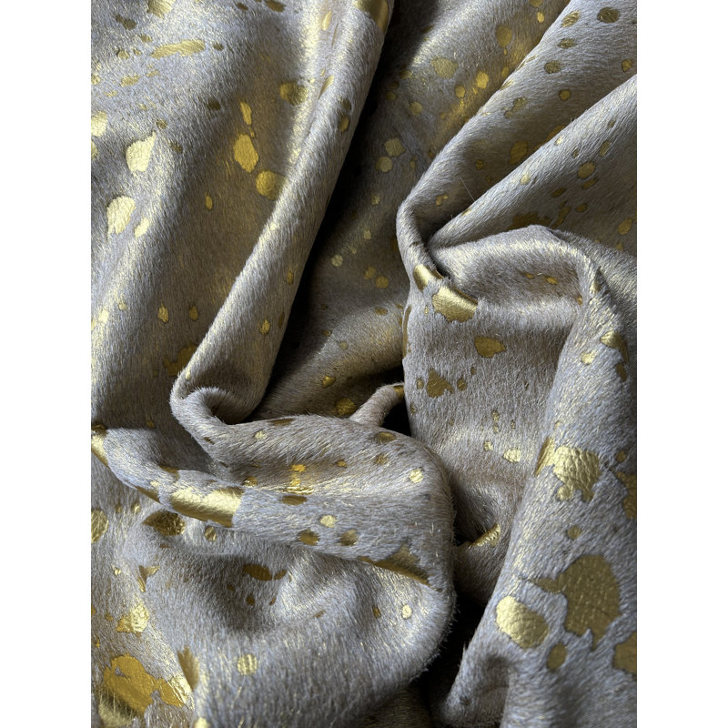 Foundry Select Bright Gold Metallic Acid Washed Cowhide Rug | Wayfair