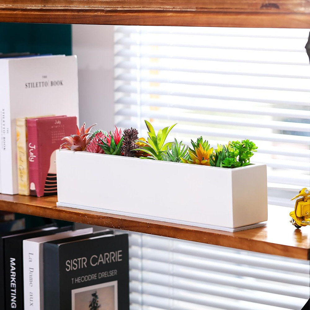 Latitude Run® Long Rectangular Planter Box Window Sill Plant Box Metal ...