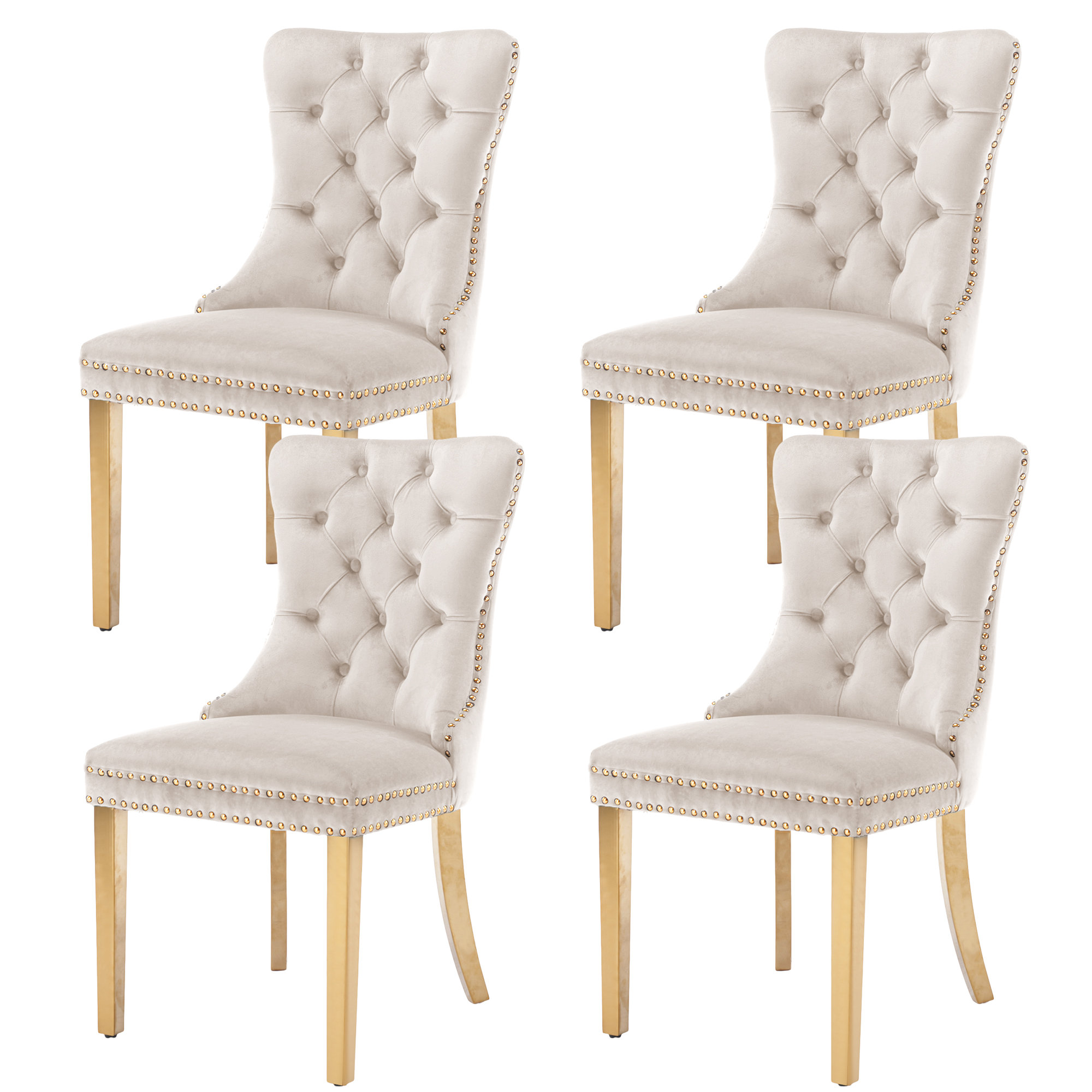 Rosdorf Park Kenta Tufted Velvet Wing Back Side Chair Dining Chair ...