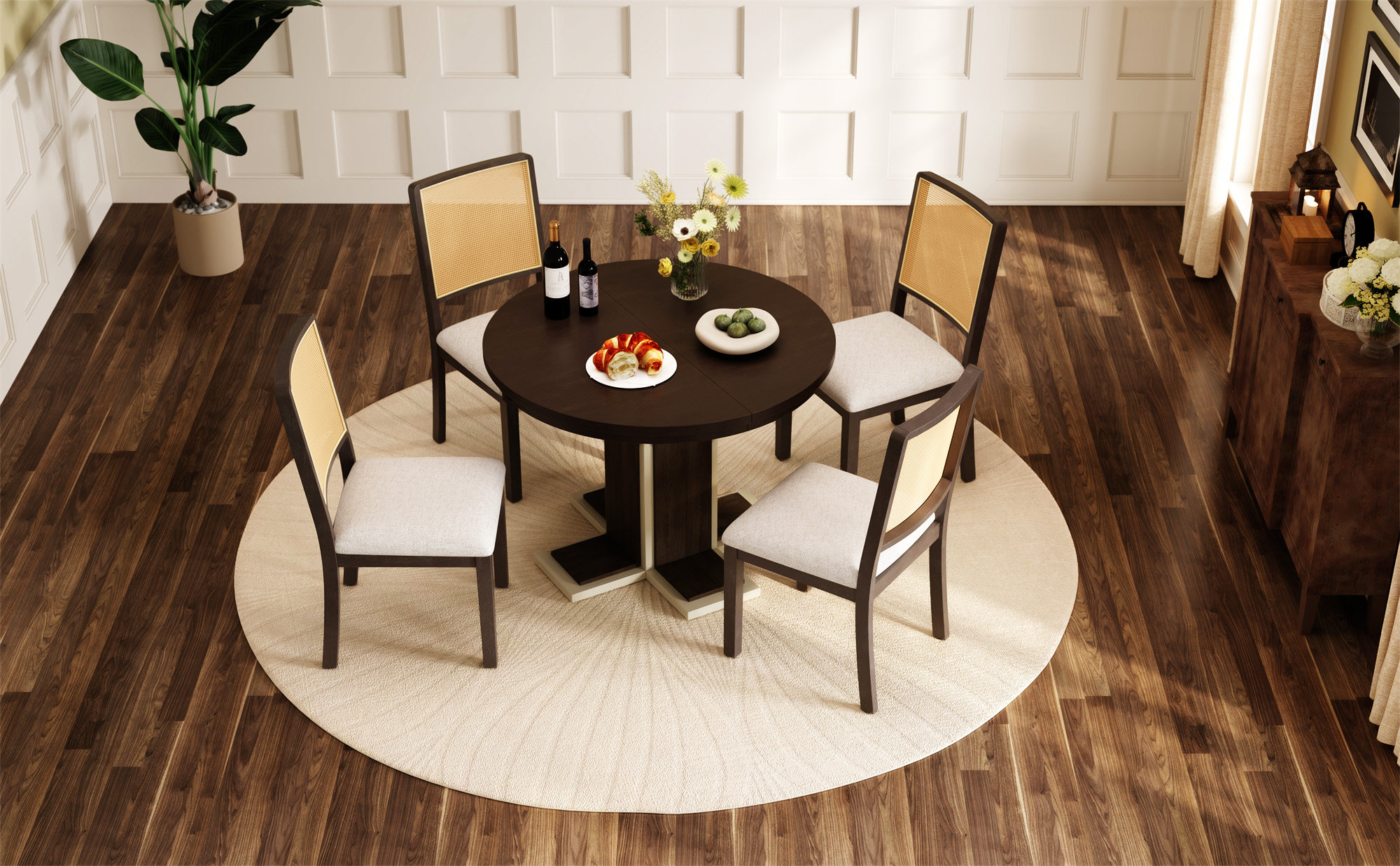 Winston Porter Round Dining Table For 4 With Chairs Set - Wayfair Canada