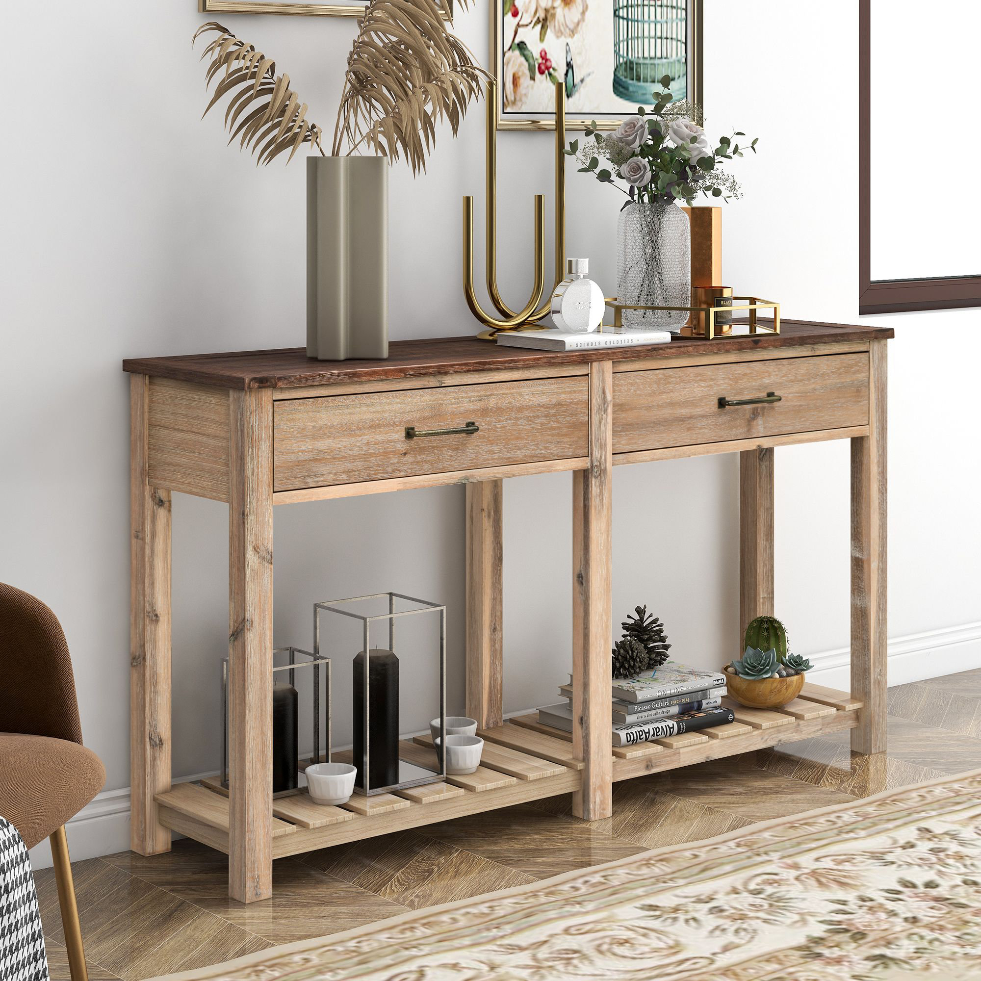 Red Barrel Studio Annebridge Classic Solid Console Table With 2 Drawers ...