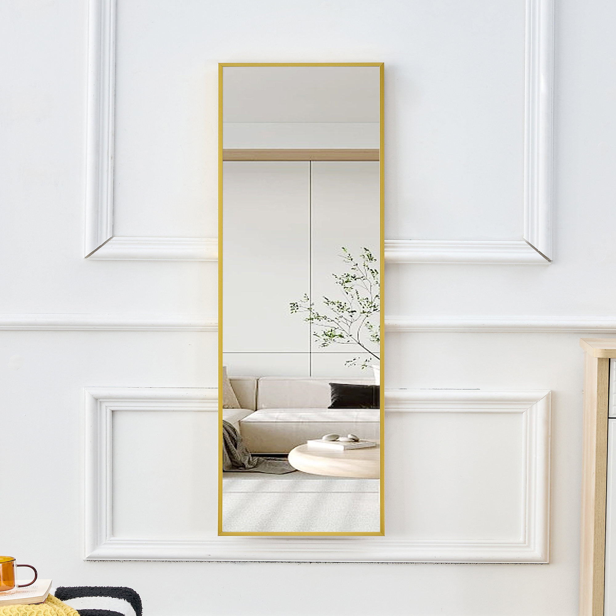 Mercer41 Modern Aluminum Alloy Frame Full Body Wall Mirror, 48" X 13.8 ...
