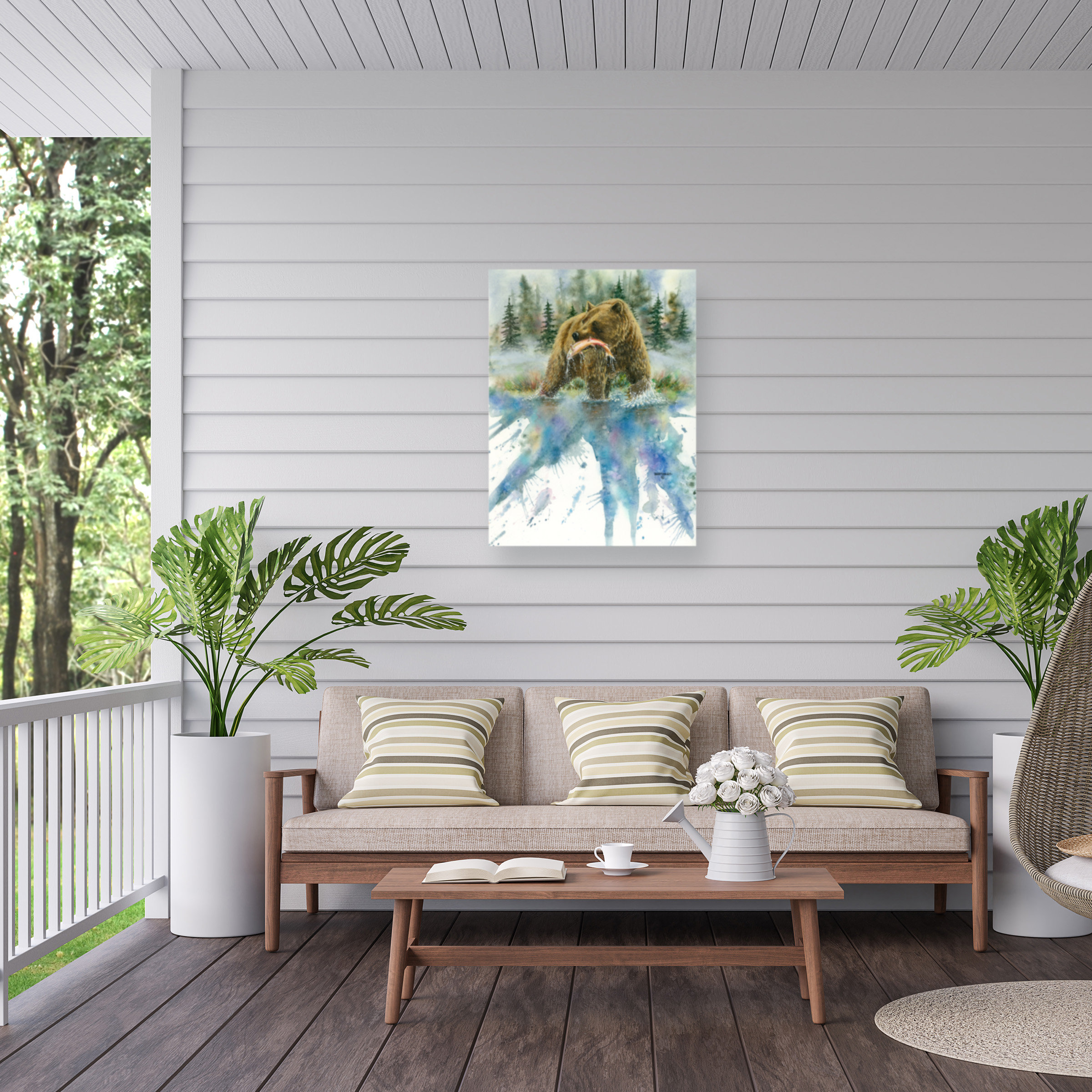 Winston Porter Dave Bartholet Splash Dance Bear Outdoor Canvas ...