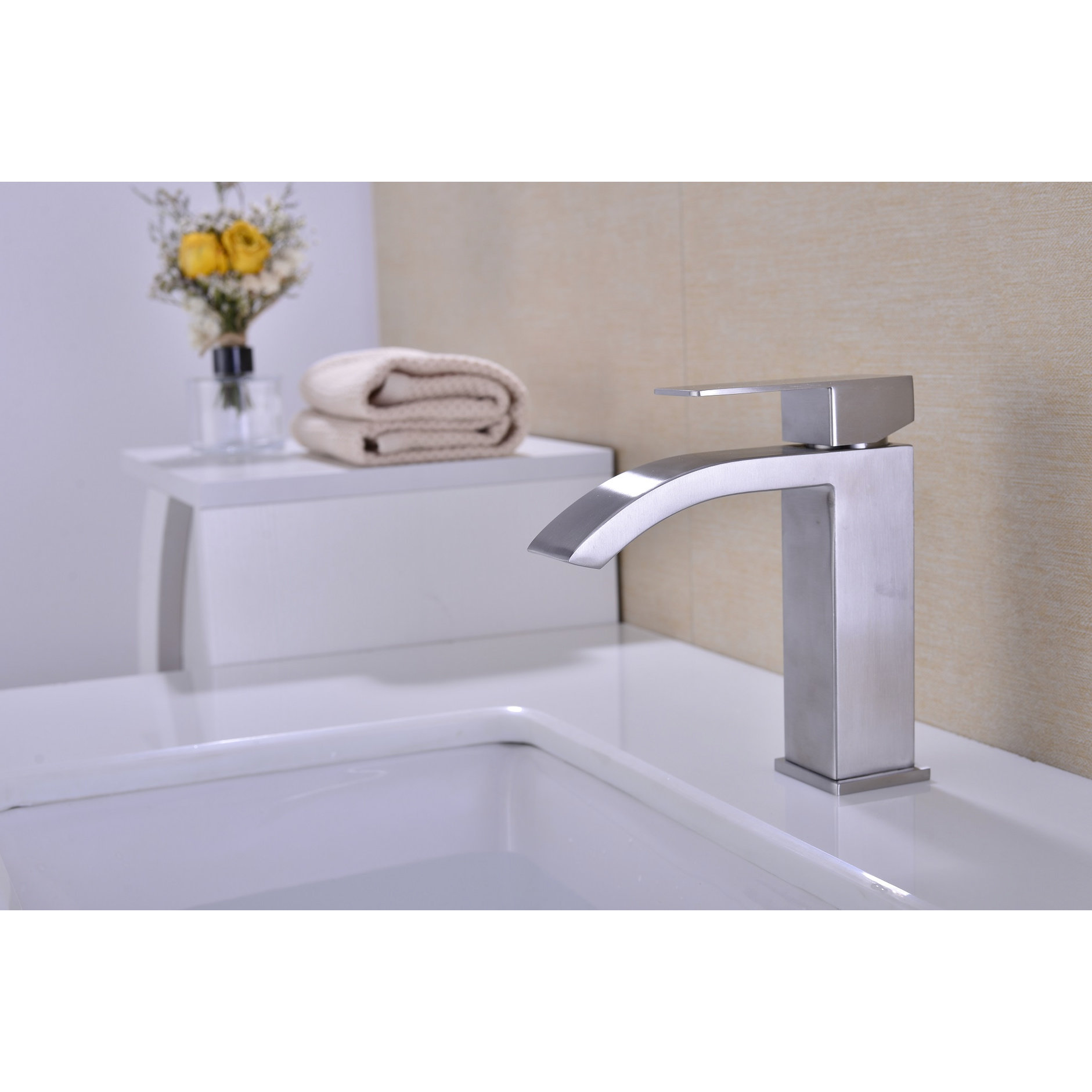 Crafted Palm Bathroom Sink Faucet With Matte Black Finish And Waterfall ...