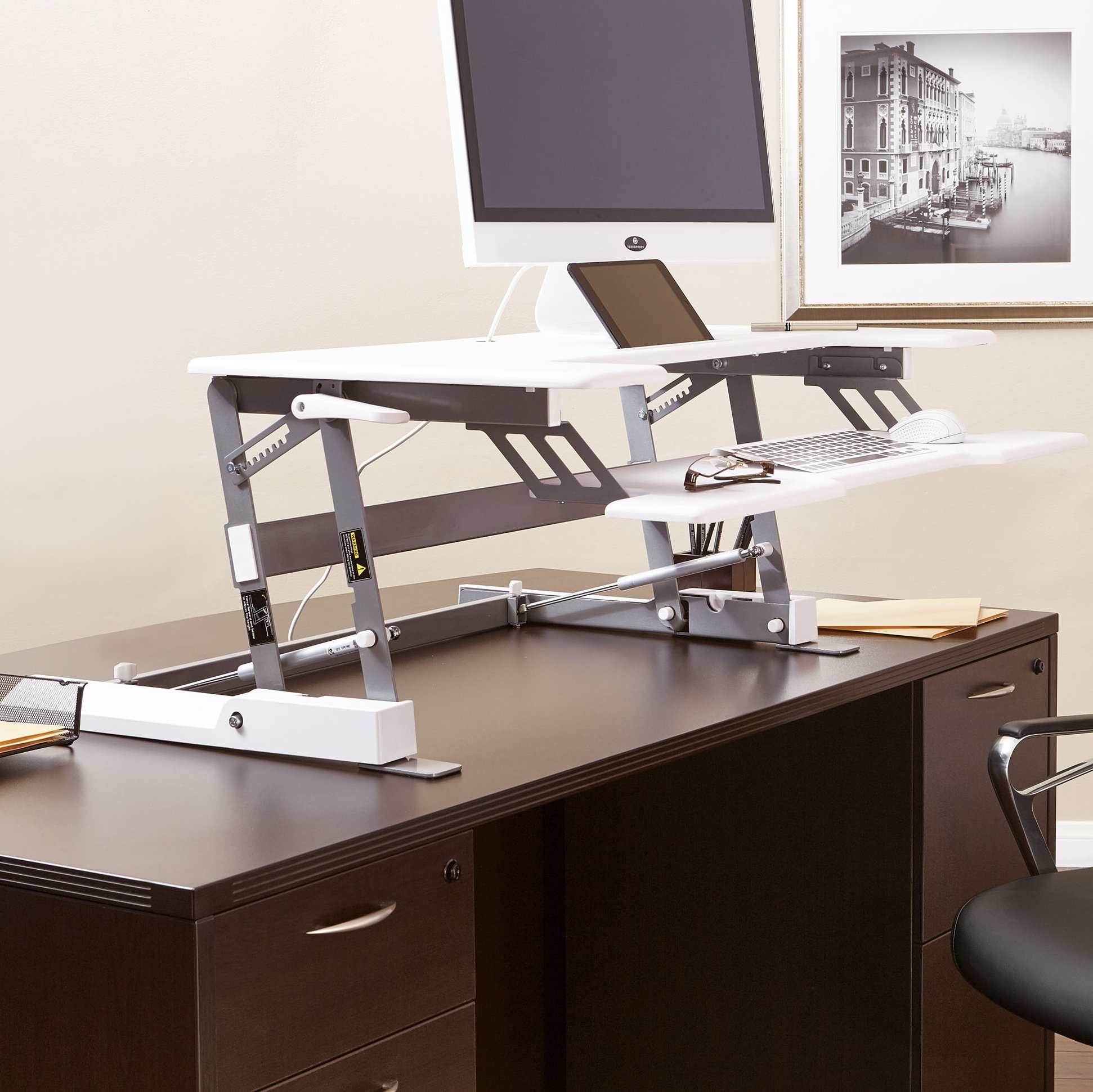 Symple Stuff Multi Position Height Adjustable Standing Desk Converter ...