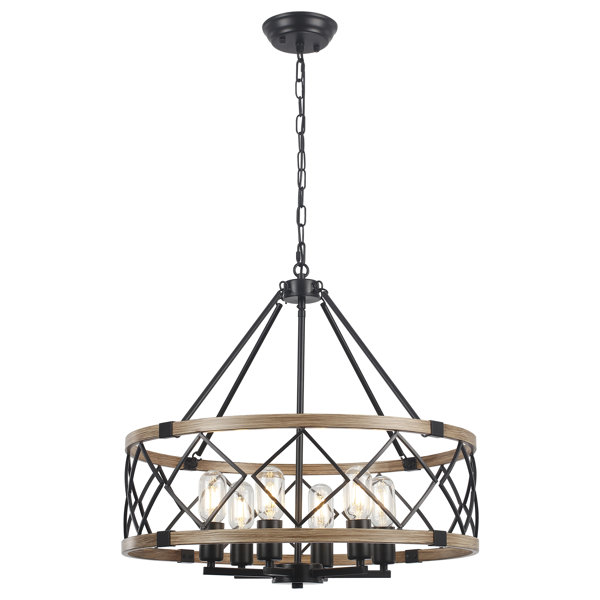 Williston Forge 6- Light 21.65" Dimmable Farmhouse Geometric Drum ...