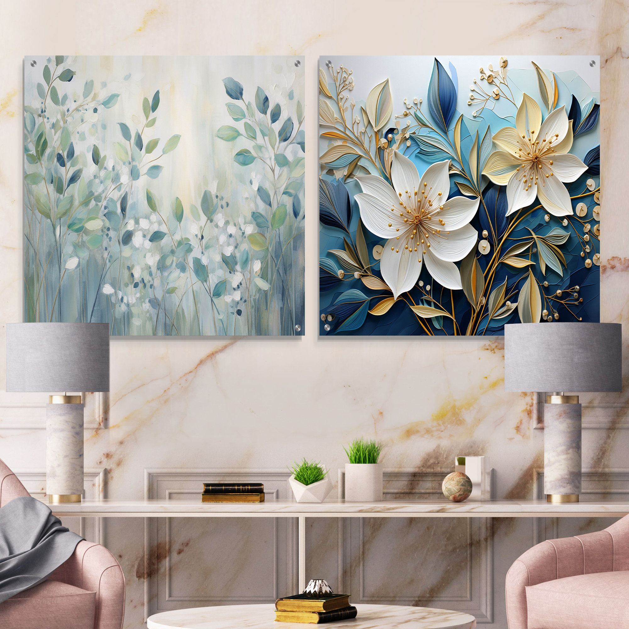 Lark Manor™ Bluie Botanical Rhythms - Abstract Botanicals Acrylic Wall ...
