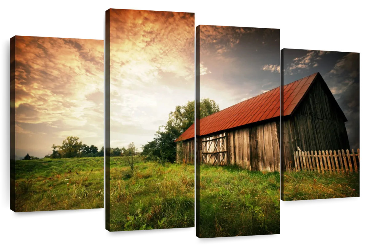 Ebern Designs Lilie Polish Barn At Sunset | Wayfair