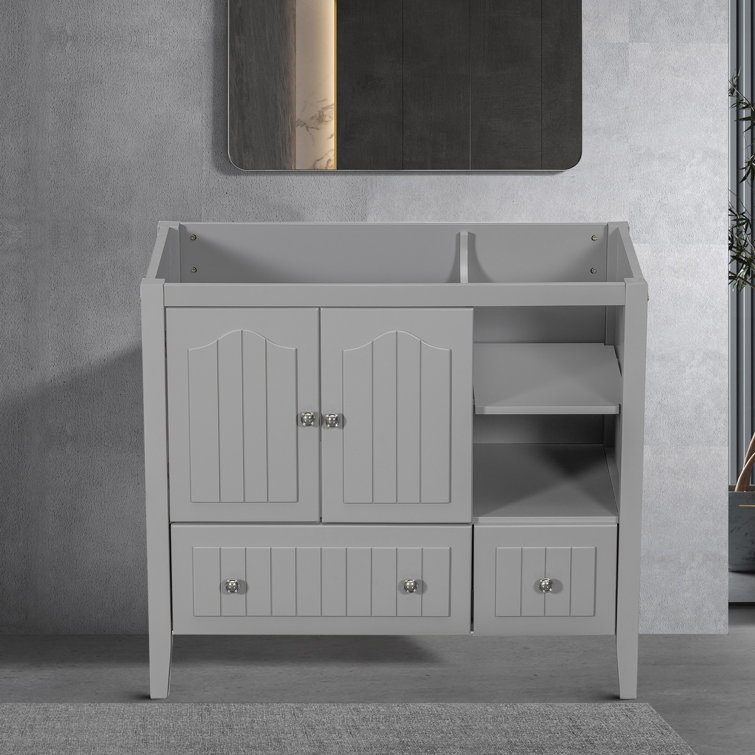 miluotuo Modern Style Wooden Vanity Base with Two Drawers and Two Doors ...